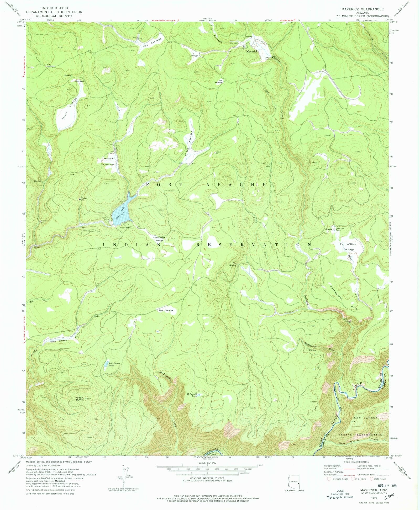 Classic USGS Maverick Arizona 7.5'x7.5' Topo Map – MyTopo Map Store