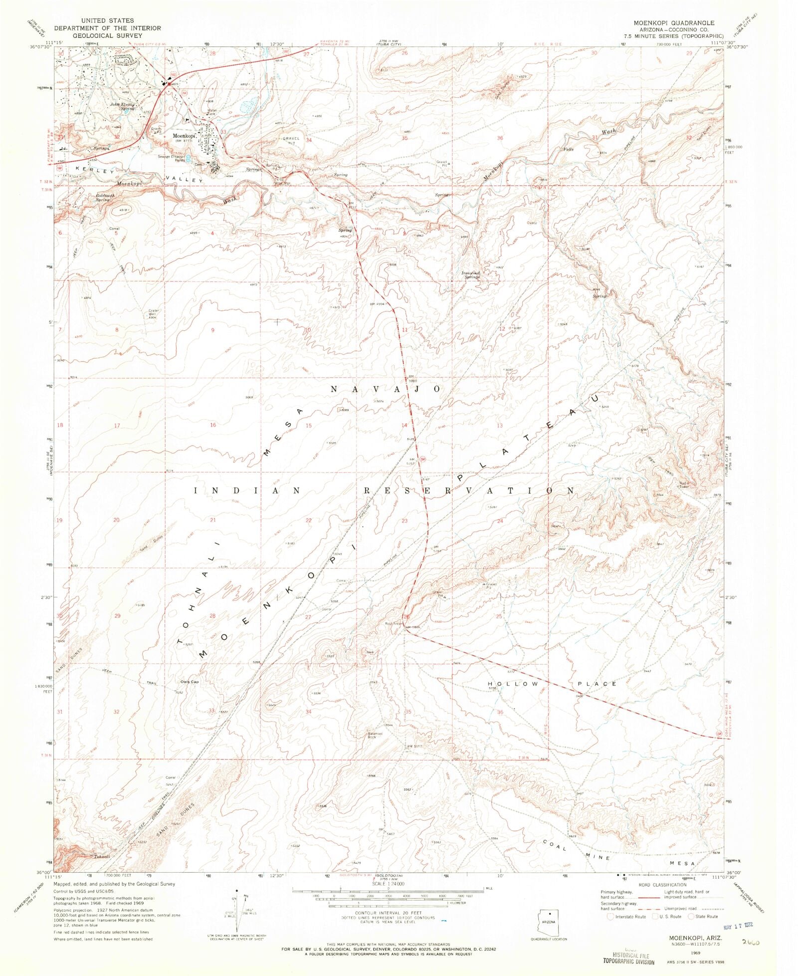 Classic USGS Moenkopi Arizona 7.5'x7.5' Topo Map – MyTopo Map Store