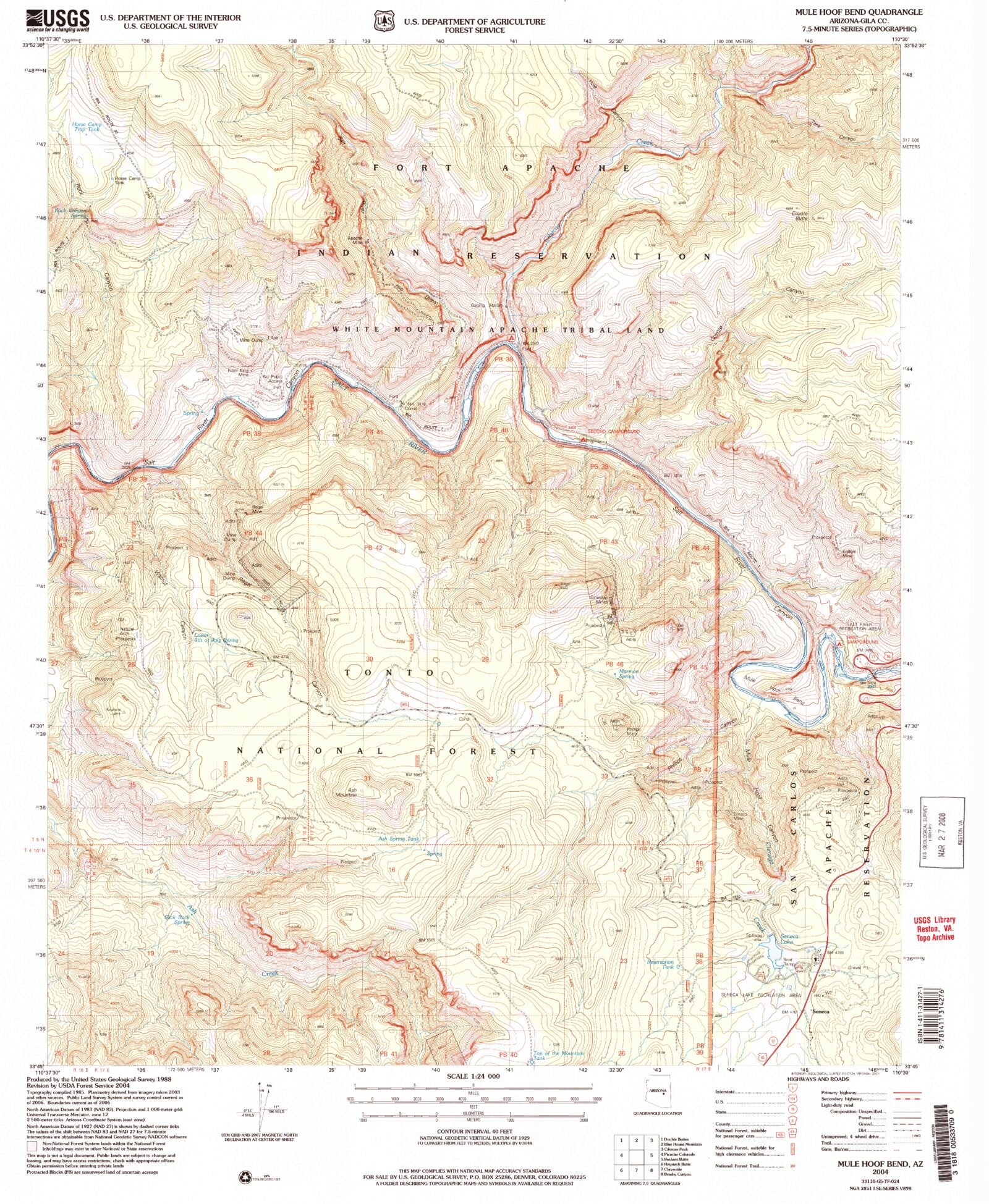Classic USGS Mule Hoof Bend Arizona 7.5'x7.5' Topo Map – MyTopo Map Store