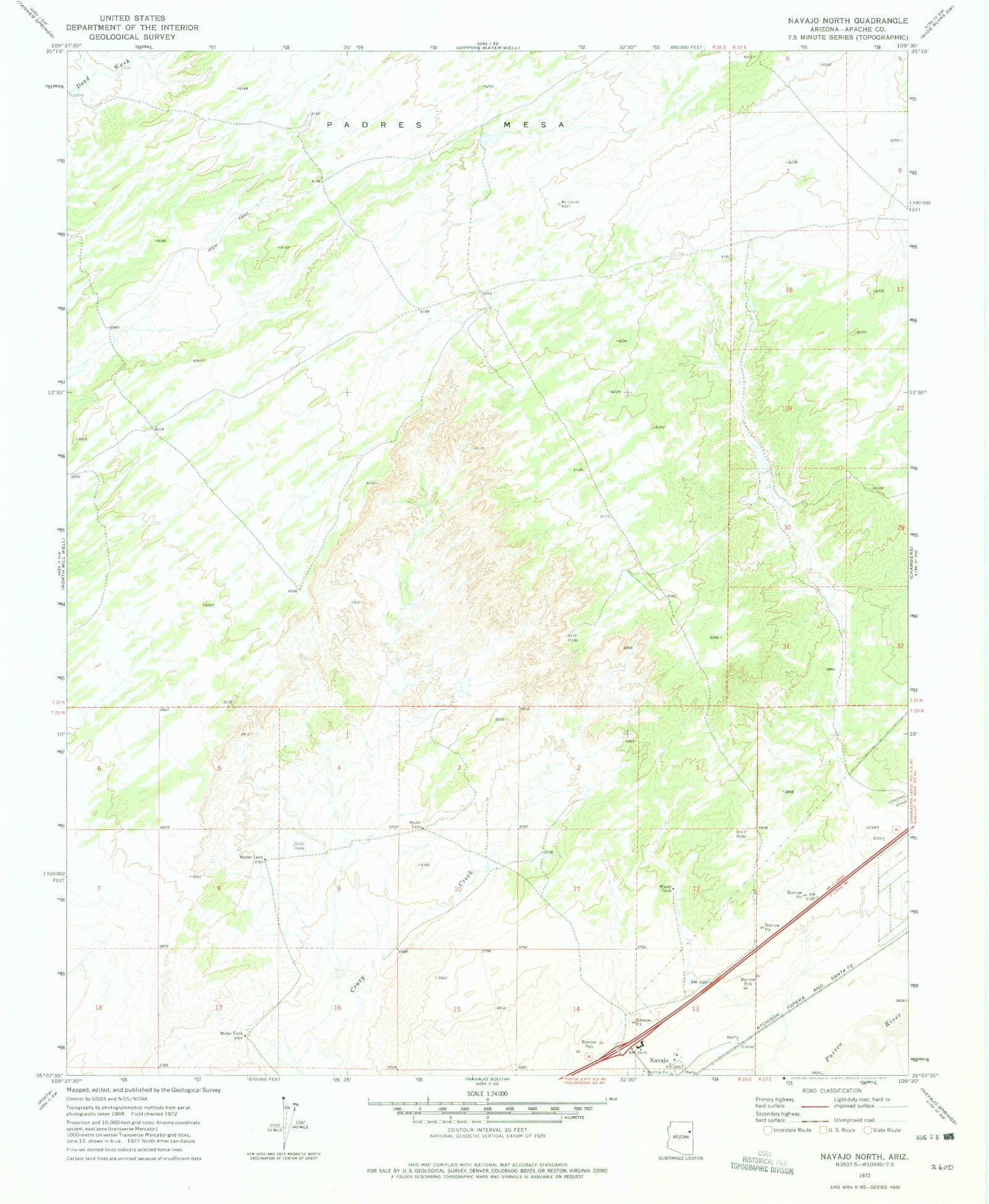 Classic USGS Navajo North Arizona 7.5'x7.5' Topo Map – MyTopo Map Store