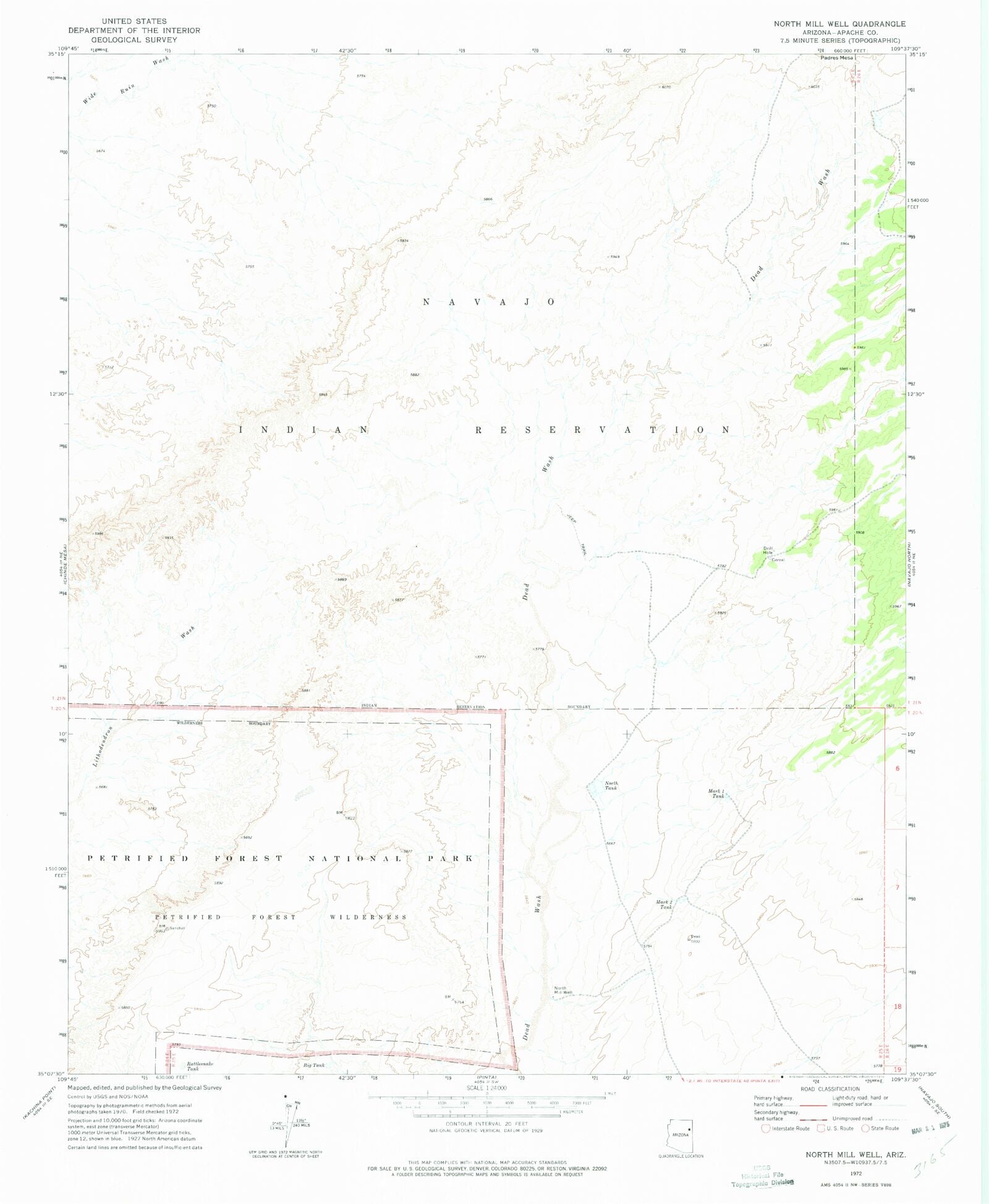 Classic USGS North Mill Well Arizona 7.5'x7.5' Topo Map – MyTopo Map Store