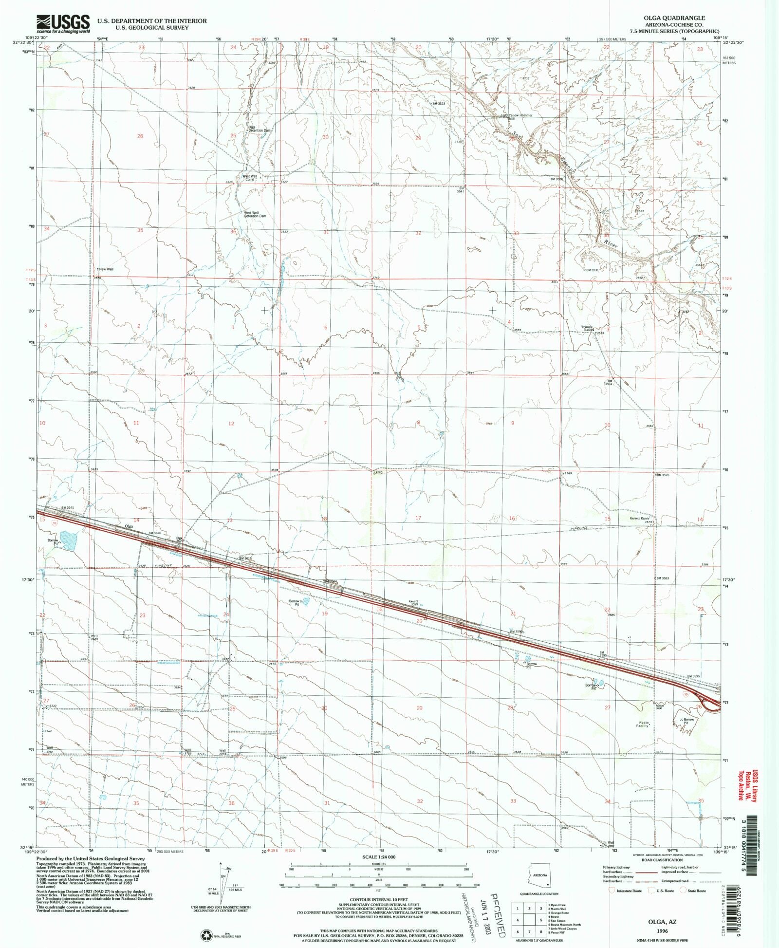 Classic USGS Olga Arizona 7.5'x7.5' Topo Map – MyTopo Map Store