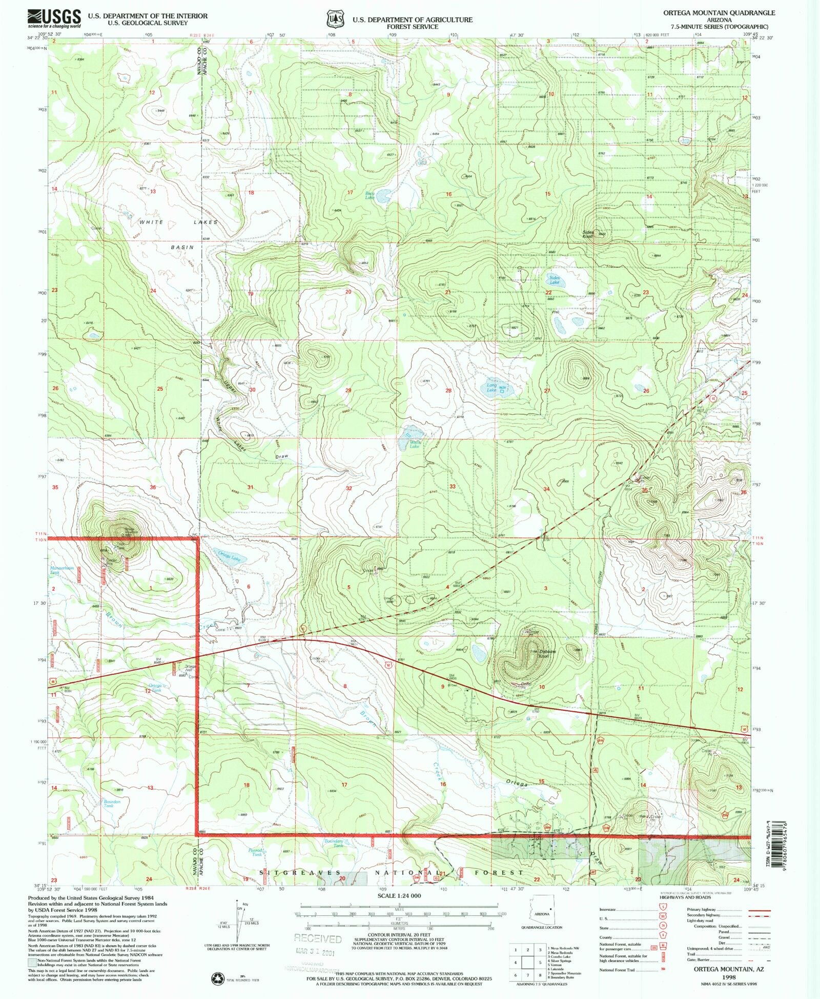 Classic USGS Ortega Mountain Arizona 7.5'x7.5' Topo Map – MyTopo Map Store