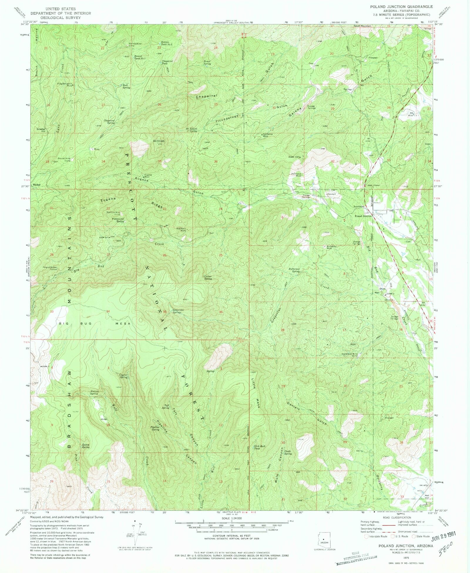 Classic USGS Poland Junction Arizona 7.5'x7.5' Topo Map – MyTopo Map Store