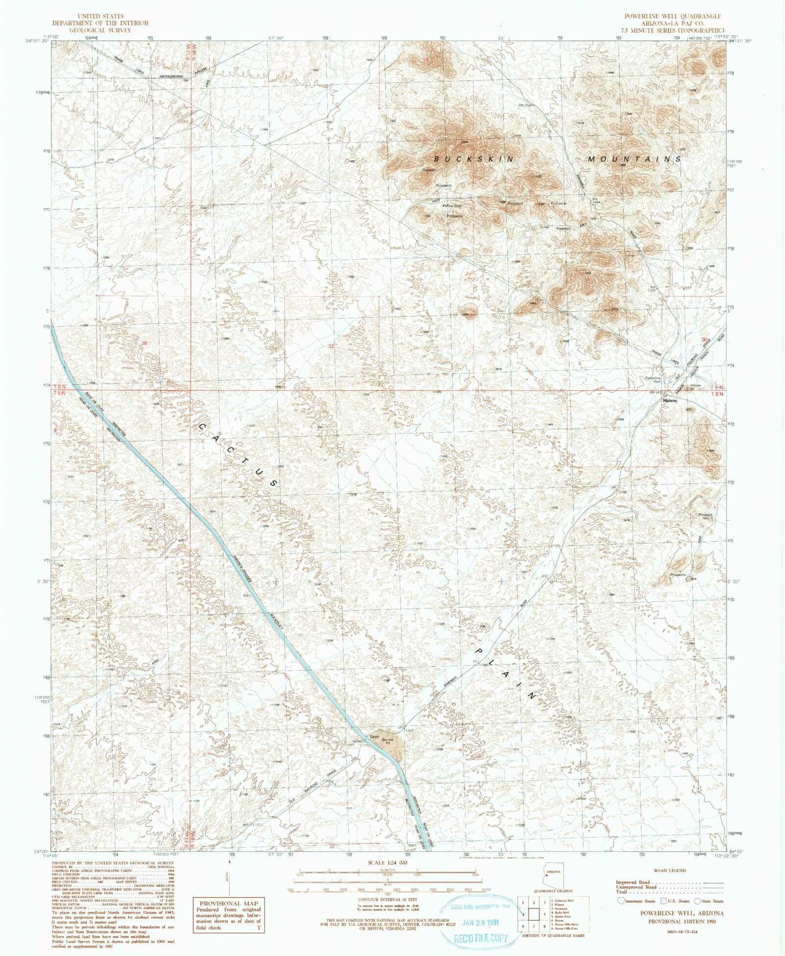Classic USGS Powerline Well Arizona 7.5'x7.5' Topo Map – MyTopo Map Store
