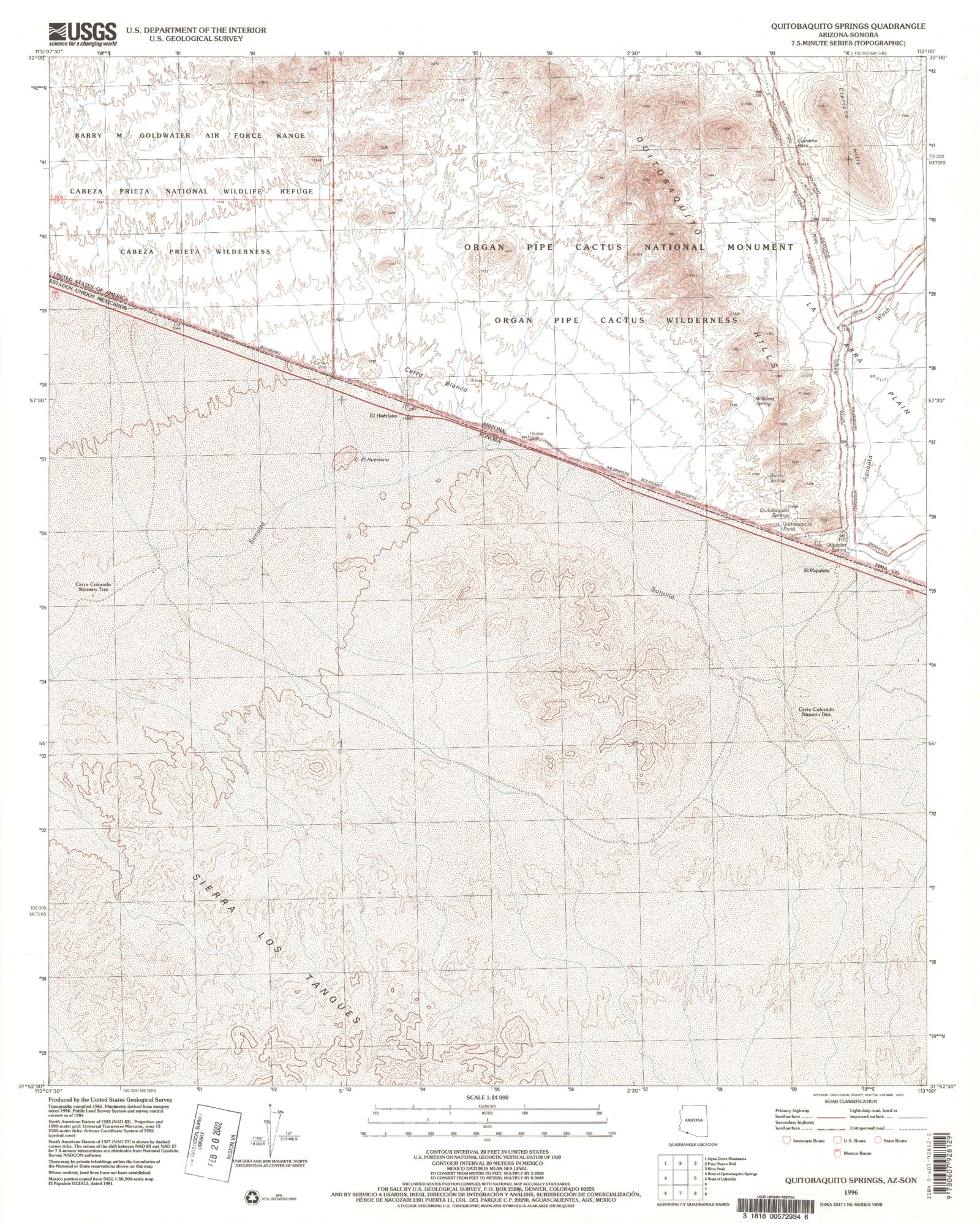 Classic USGS Quitobaquito Springs Arizona 7.5'x7.5' Topo Map – MyTopo ...
