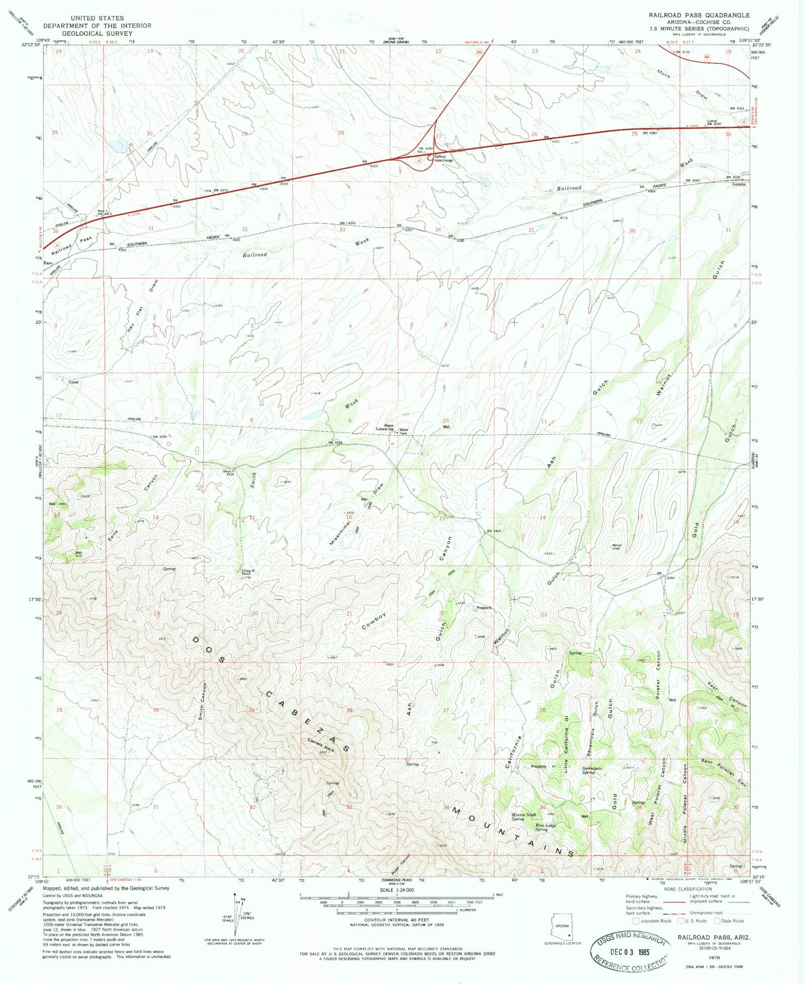 Classic USGS Railroad Pass Arizona 7.5'x7.5' Topo Map – MyTopo Map Store