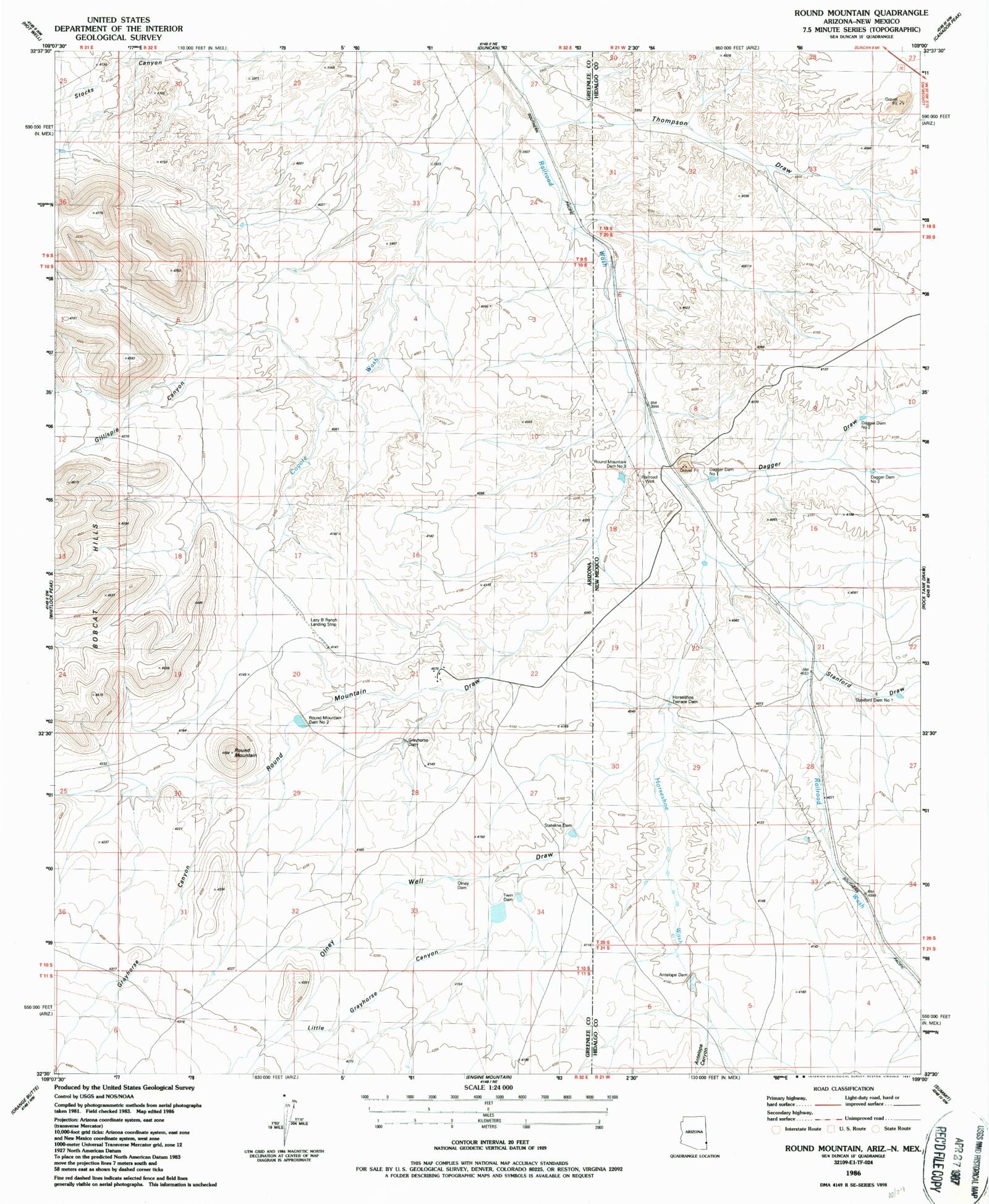 Classic USGS Round Mountain Arizona 7.5'x7.5' Topo Map – MyTopo Map Store