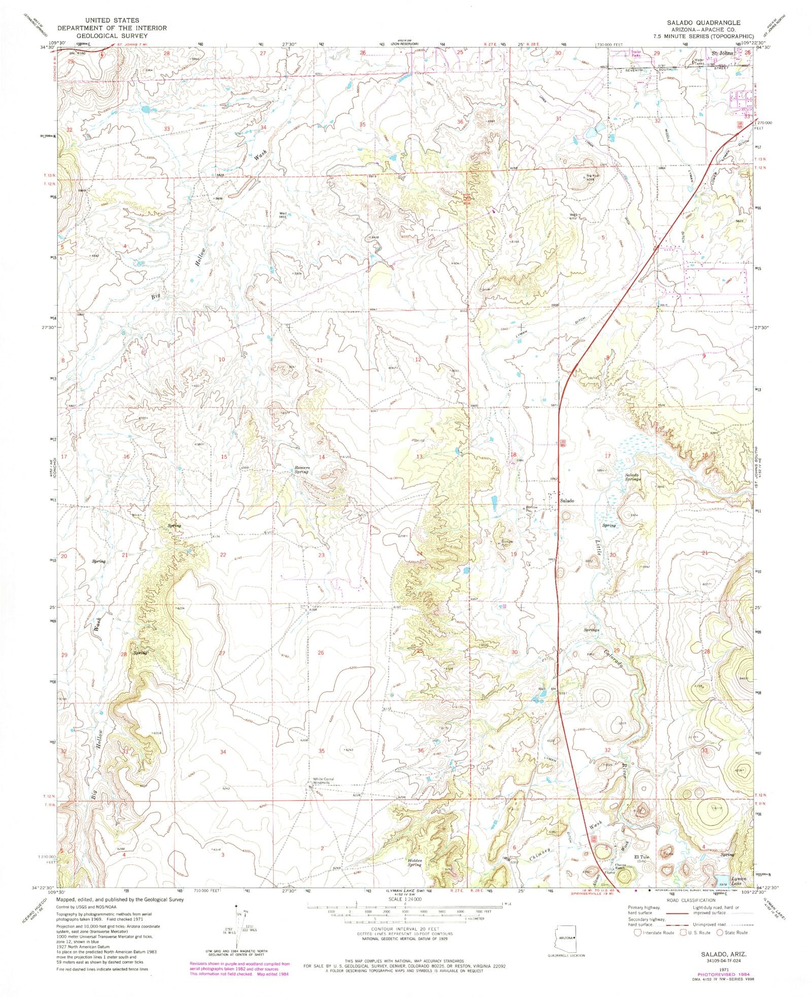 Classic USGS Salado Arizona 7.5'x7.5' Topo Map – MyTopo Map Store
