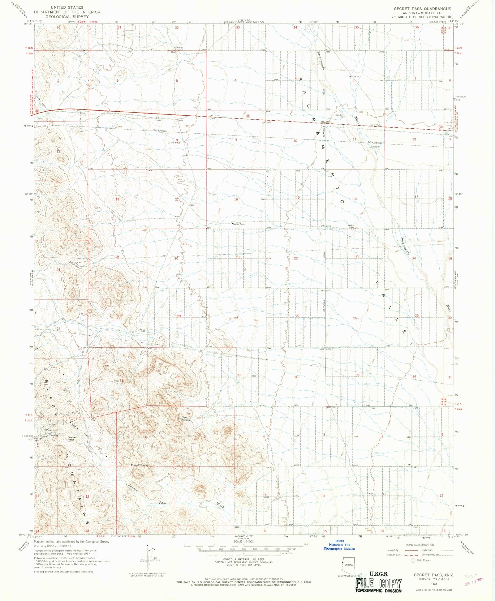 Classic USGS Secret Pass Arizona 7.5'x7.5' Topo Map – MyTopo Map Store