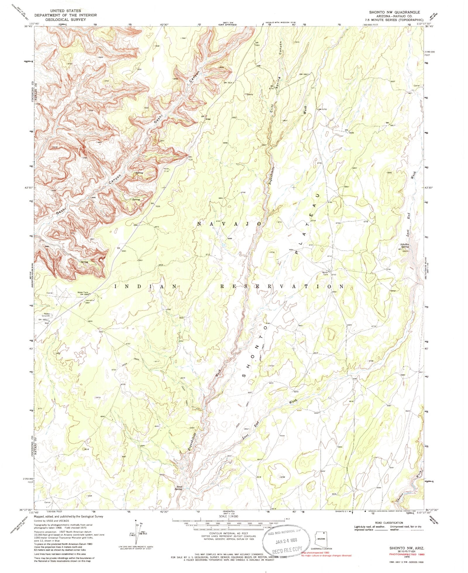 Classic USGS Shonto NW Arizona 7.5'x7.5' Topo Map – MyTopo Map Store
