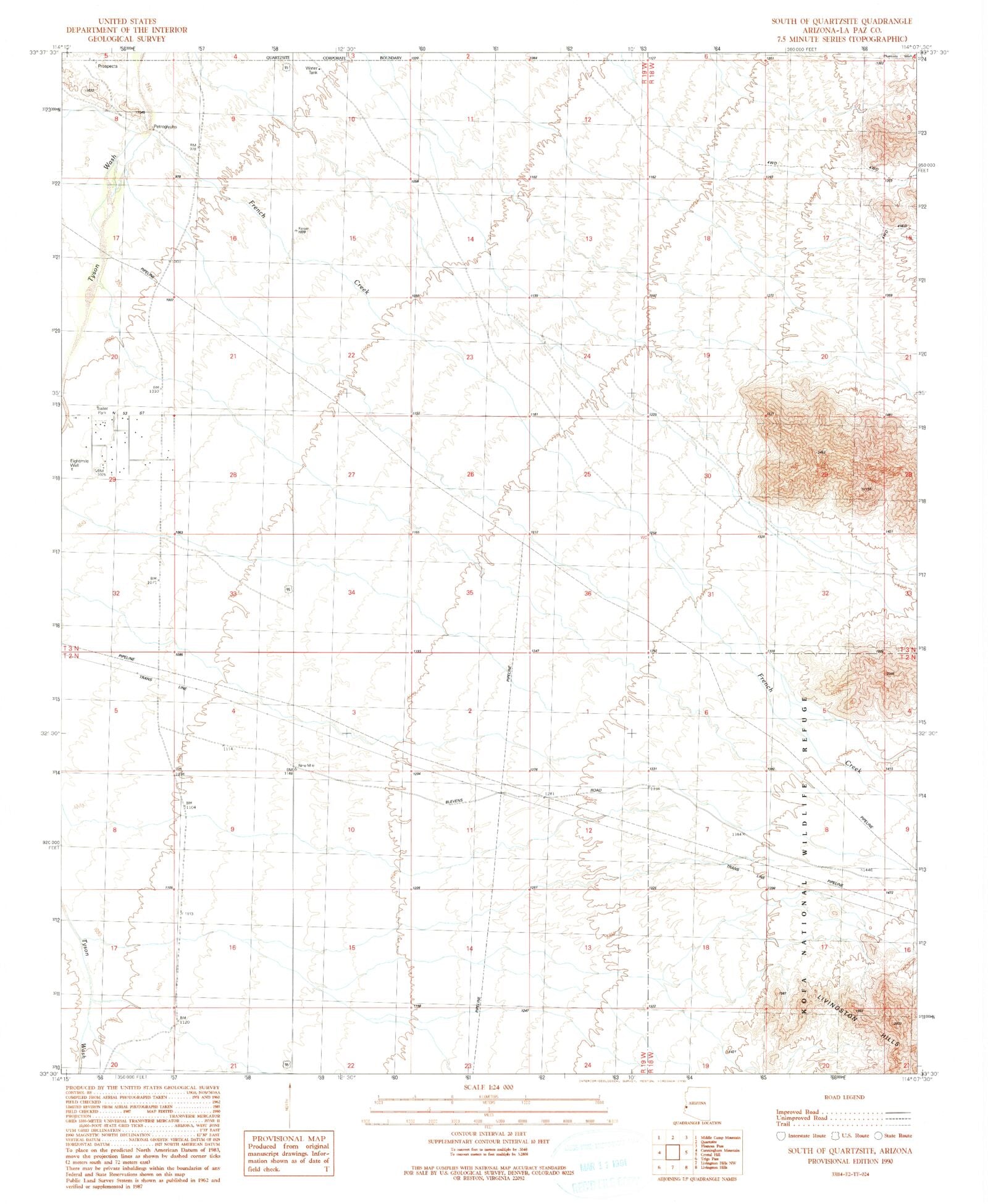 Classic USGS South of Quartzsite Arizona 7.5'x7.5' Topo Map – MyTopo ...