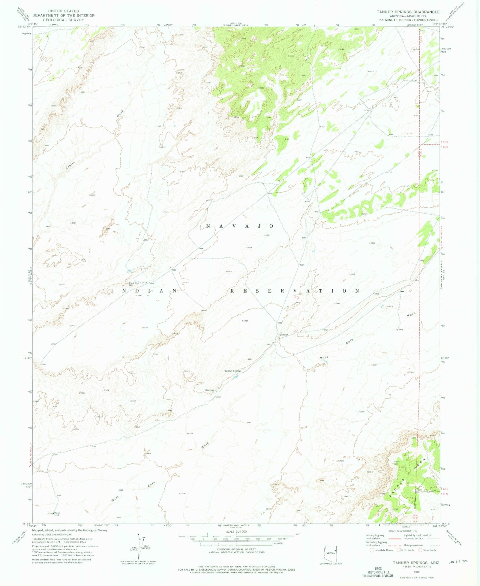 Classic USGS Tanner Springs Arizona 7.5'x7.5' Topo Map – MyTopo Map Store