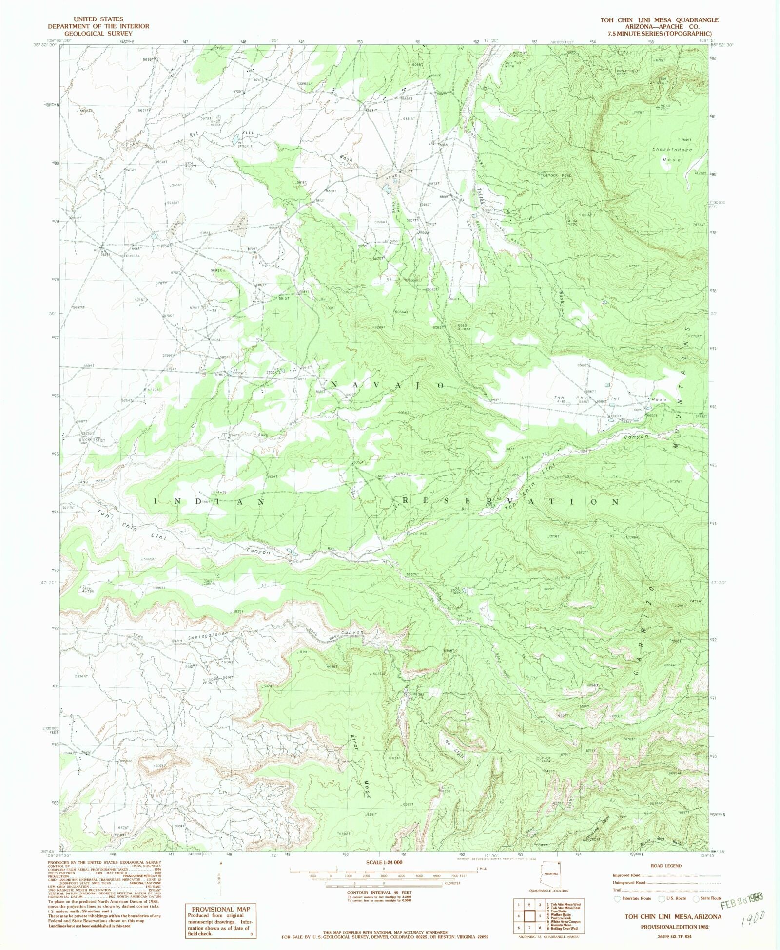Classic USGS Toh Chin Lini Mesa Arizona 7.5'x7.5' Topo Map – MyTopo Map ...