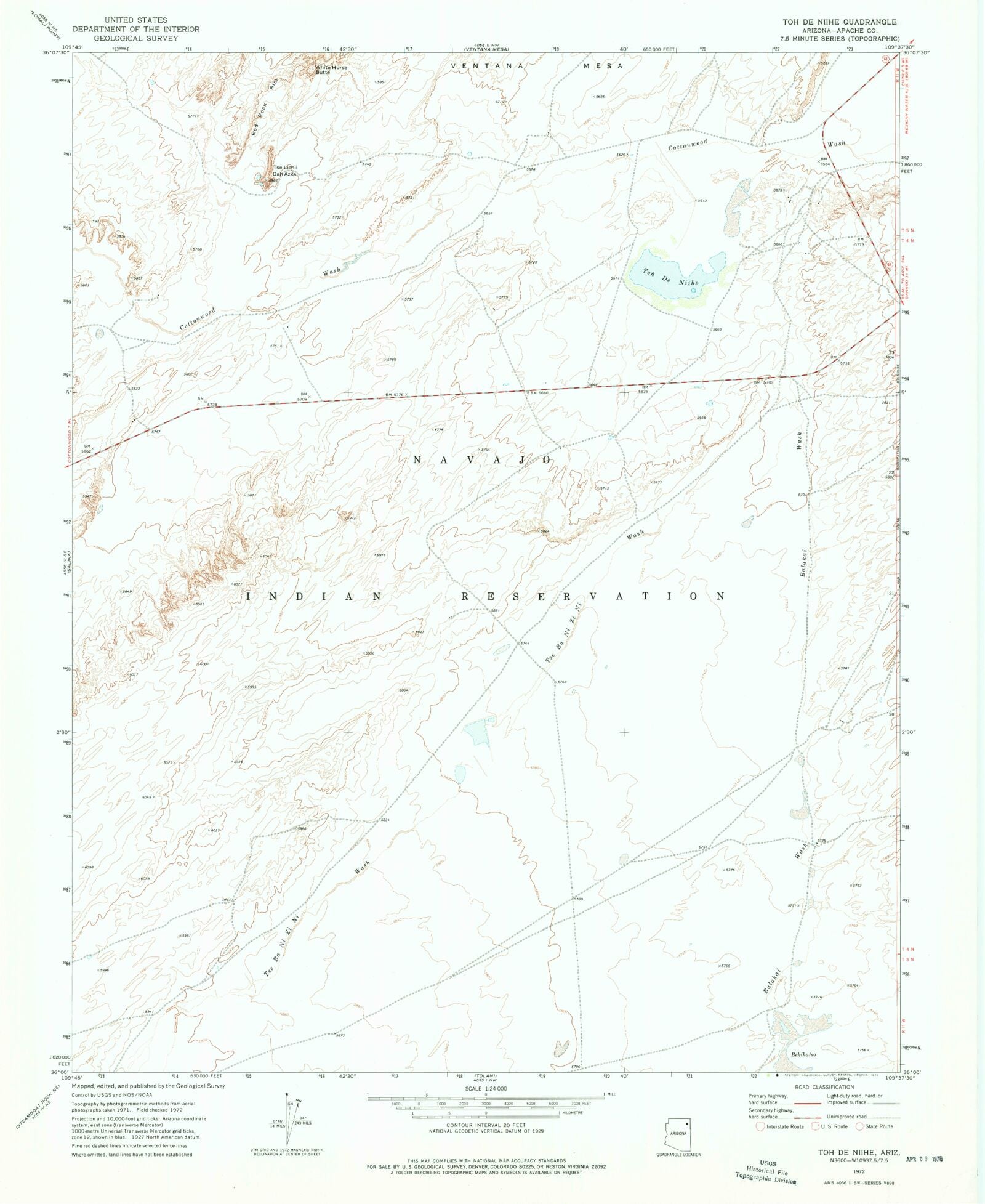 Classic USGS Toh De Niihe Arizona 7.5'x7.5' Topo Map – MyTopo Map Store