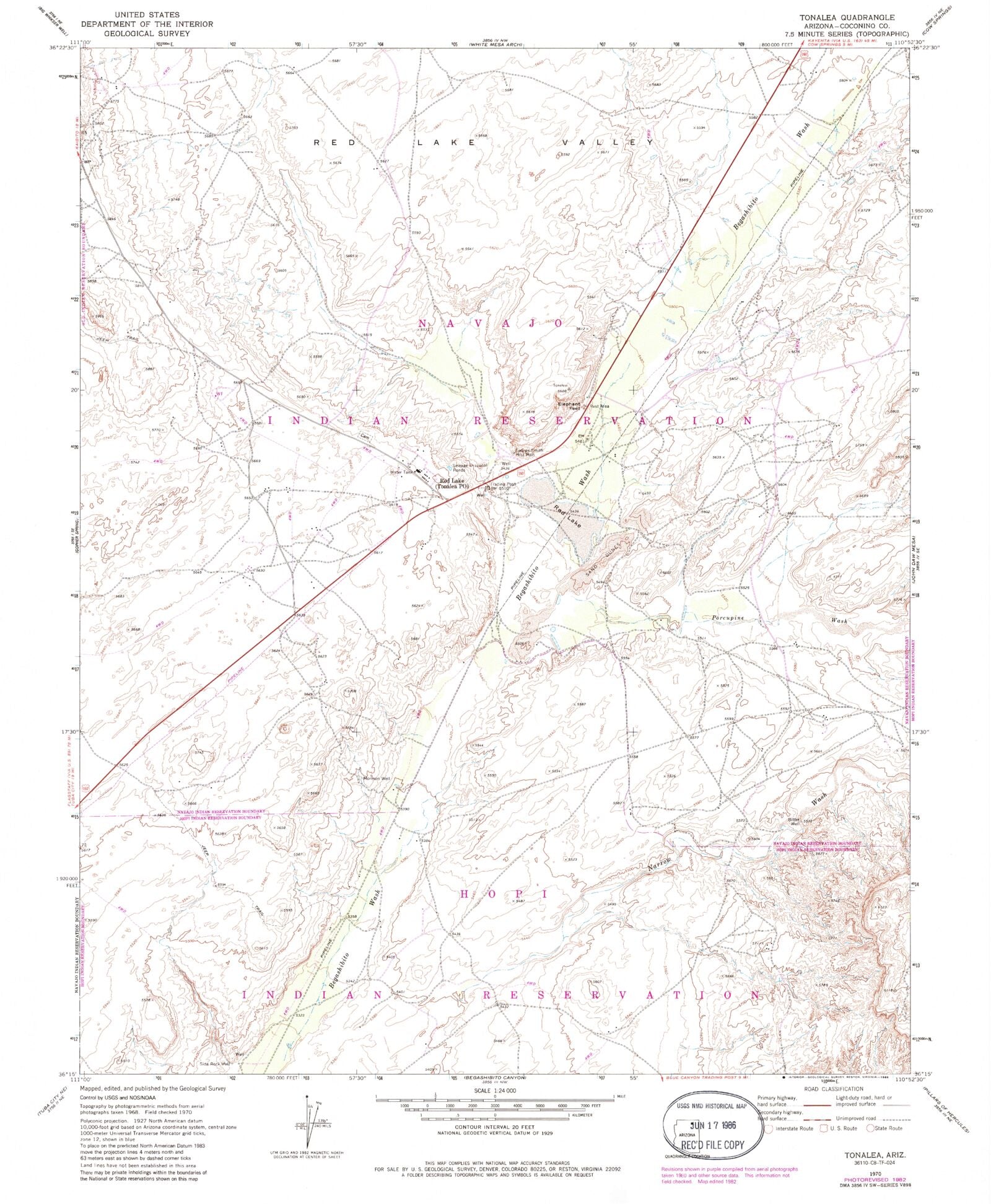 Classic USGS Tonalea Arizona 7.5'x7.5' Topo Map – MyTopo Map Store