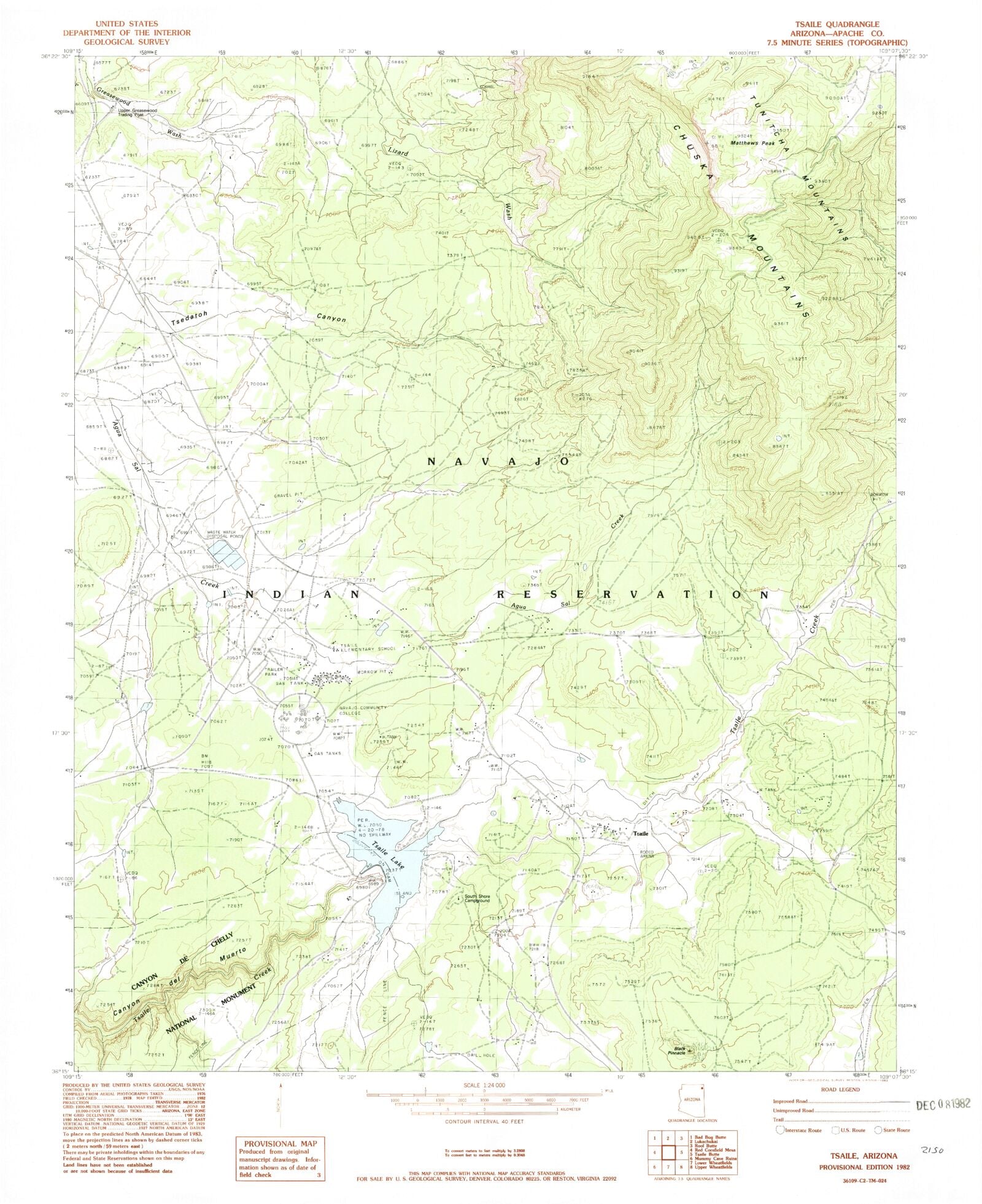 Classic USGS Tsaile Arizona 7.5'x7.5' Topo Map – MyTopo Map Store
