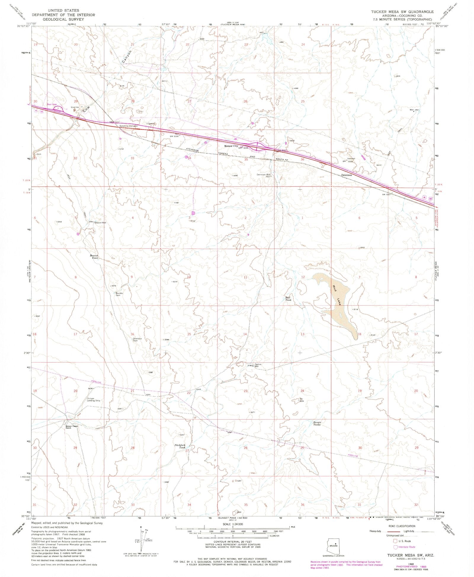 Classic USGS Tucker Mesa SW Arizona 7.5'x7.5' Topo Map – MyTopo Map Store