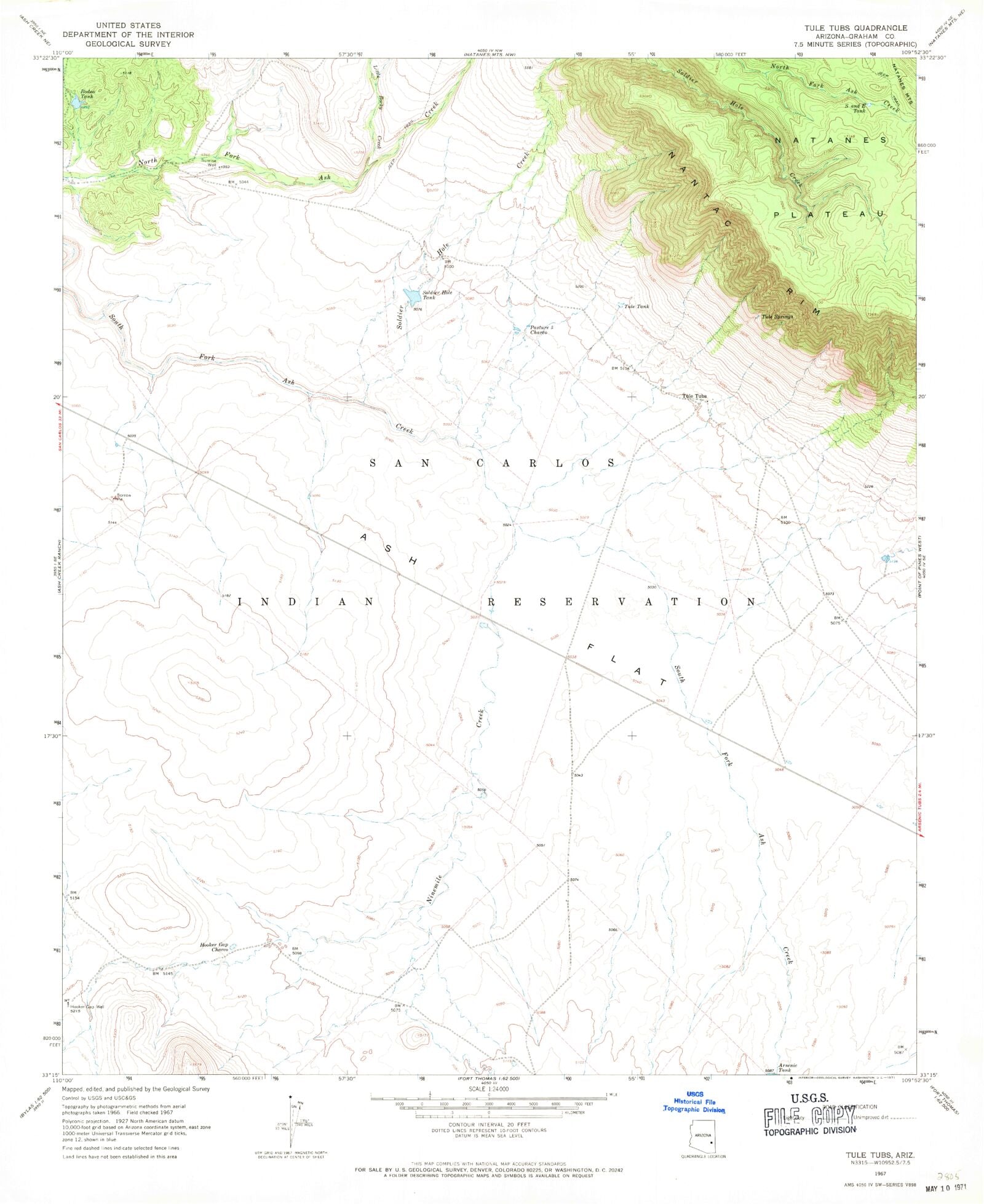 Classic USGS Tule Tubs Arizona 7.5'x7.5' Topo Map – MyTopo Map Store
