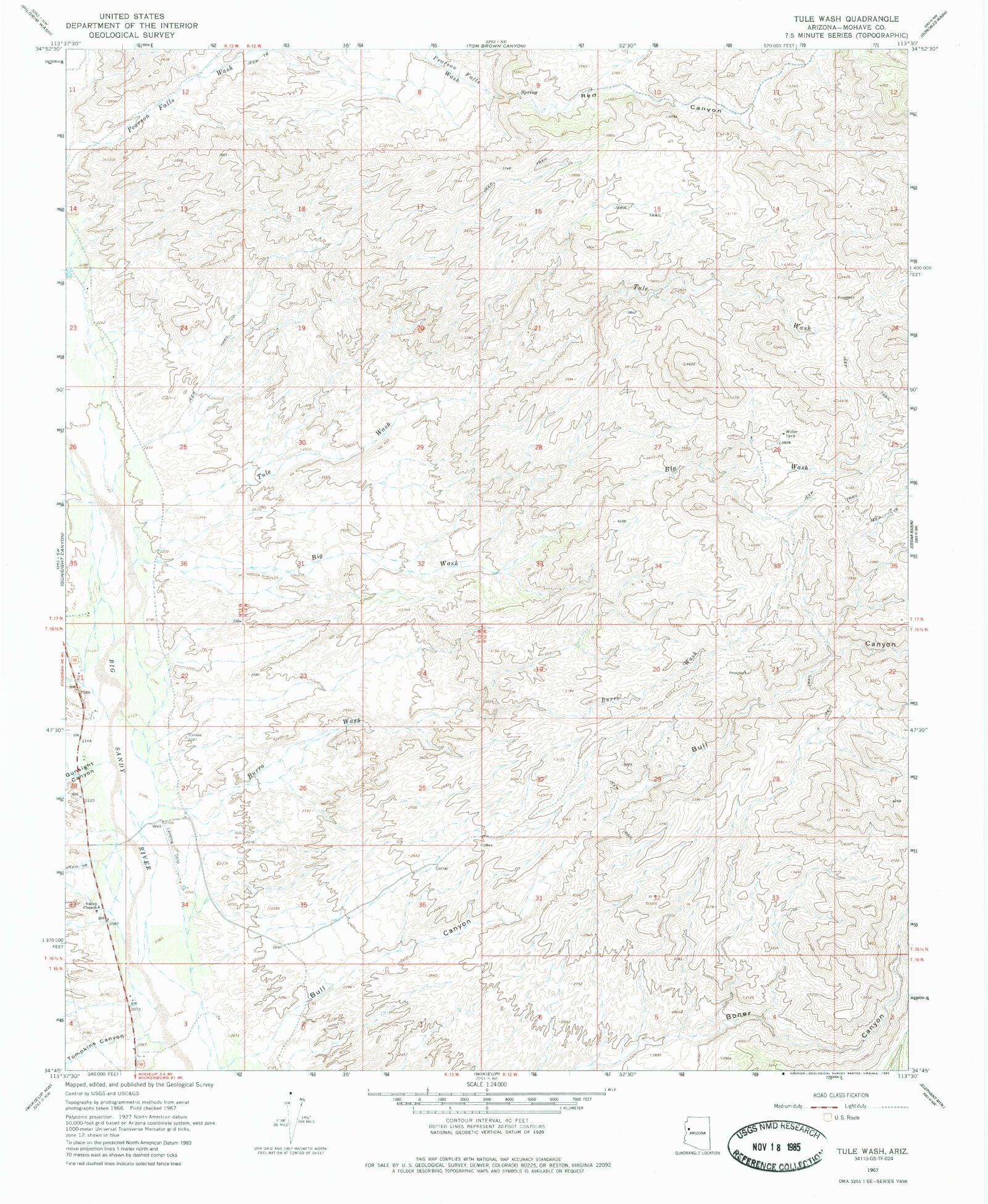 Classic USGS Tule Wash Arizona 7.5'x7.5' Topo Map – MyTopo Map Store