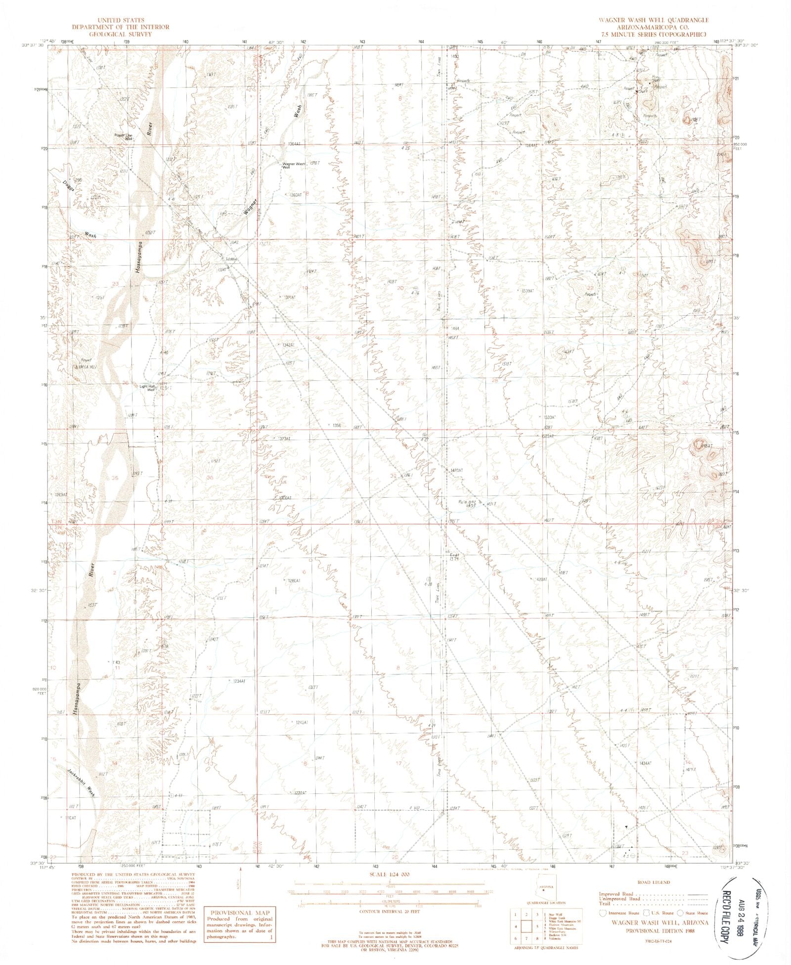 Classic USGS Wagner Wash Well Arizona 7.5'x7.5' Topo Map – MyTopo Map Store