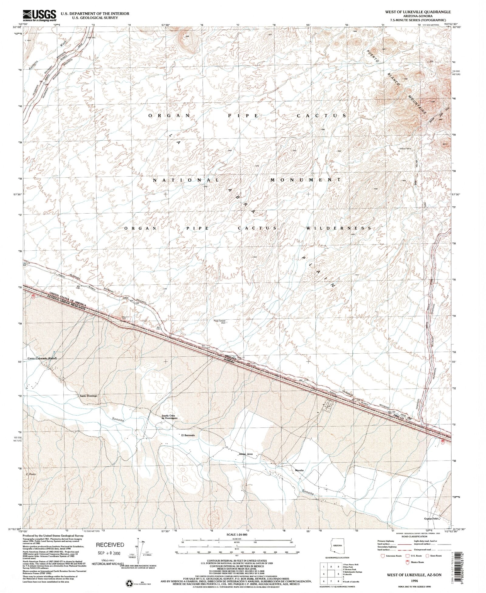 Classic USGS West of Lukeville Arizona 7.5'x7.5' Topo Map – MyTopo Map ...