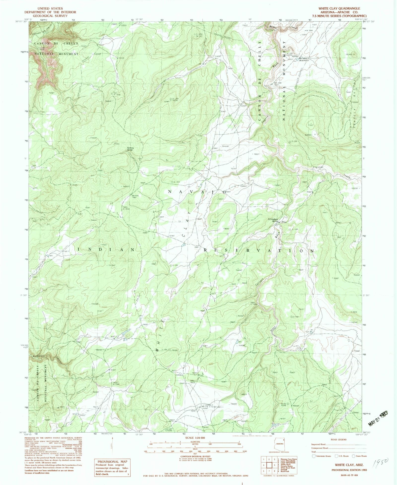 Classic USGS White Clay Arizona 7.5'x7.5' Topo Map – MyTopo Map Store