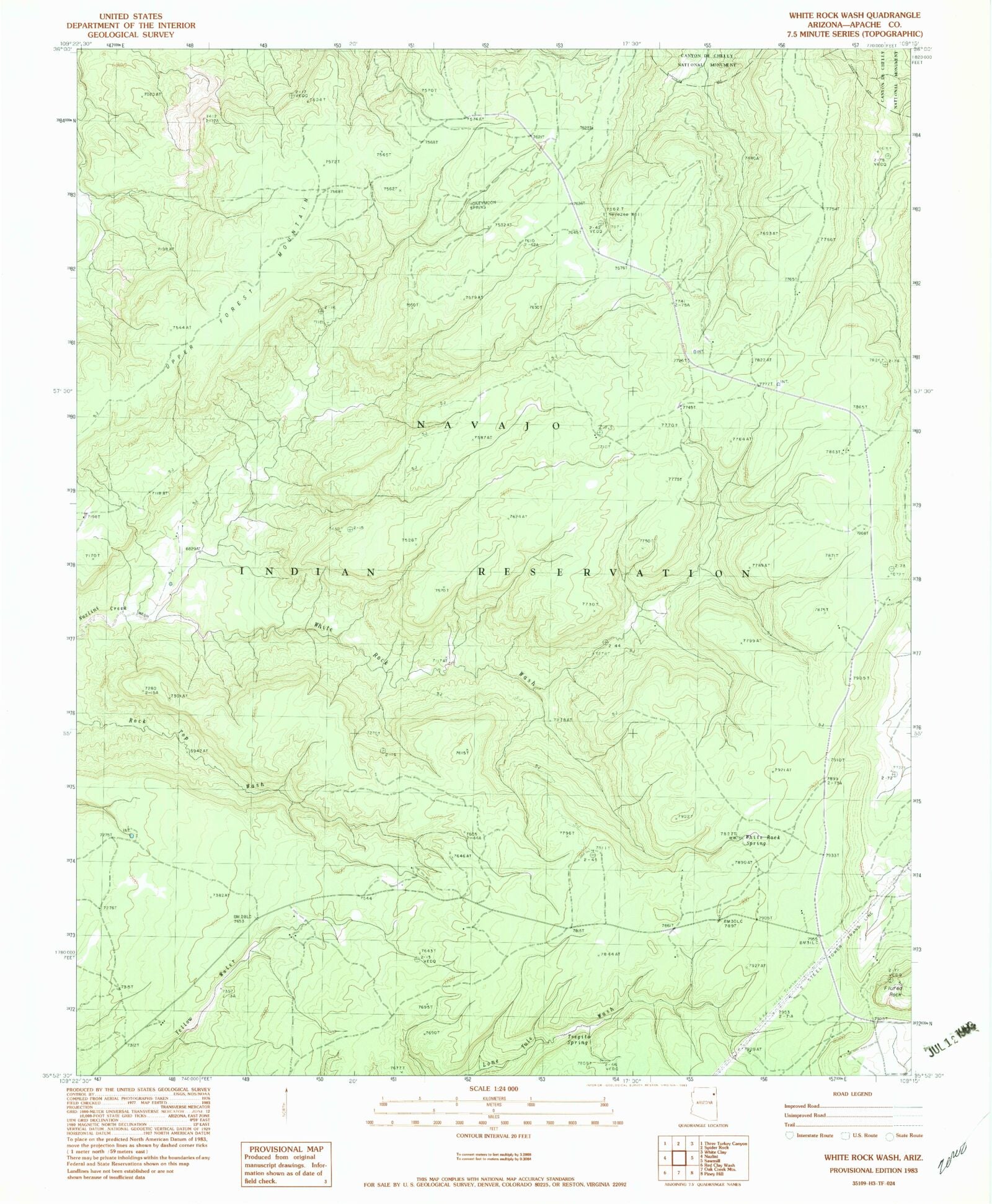 Classic USGS White Rock Wash Arizona 7.5'x7.5' Topo Map – MyTopo Map Store
