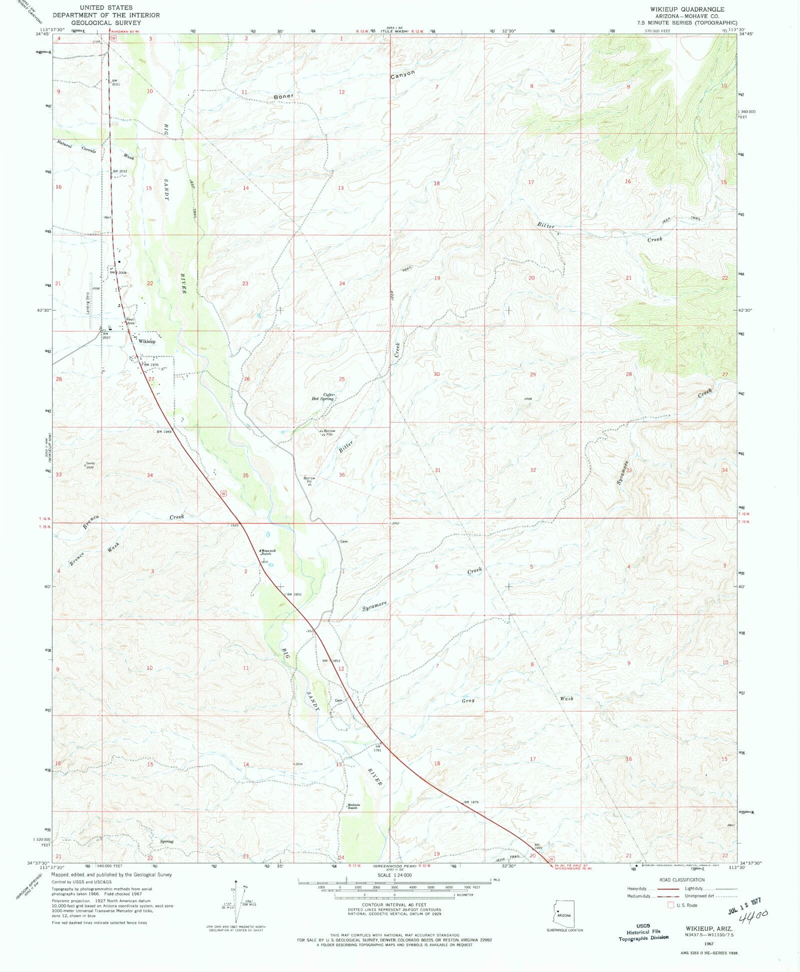 Classic USGS Wikieup Arizona 7.5'x7.5' Topo Map – MyTopo Map Store