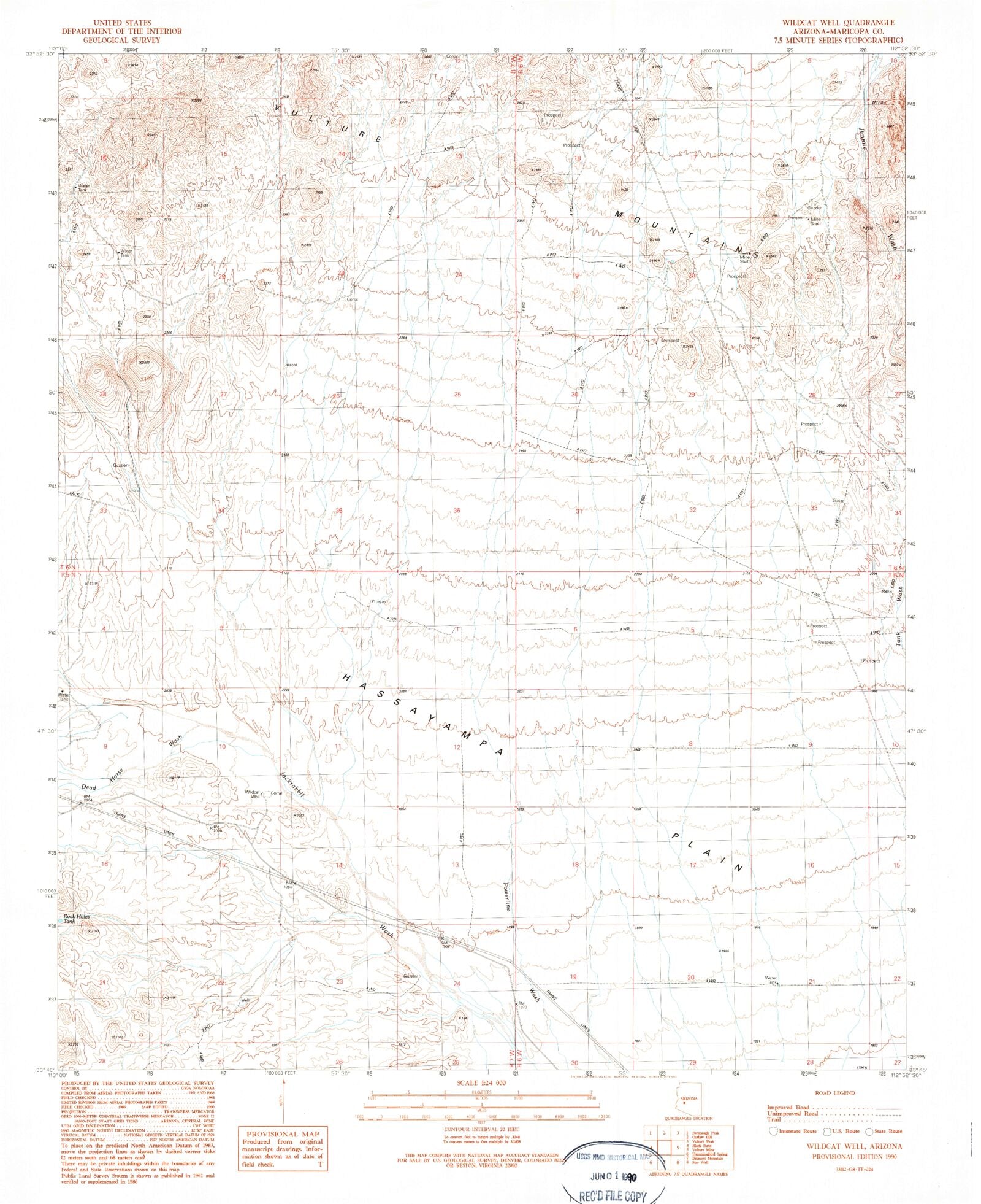 Classic USGS Wildcat Well Arizona 7.5'x7.5' Topo Map – MyTopo Map Store
