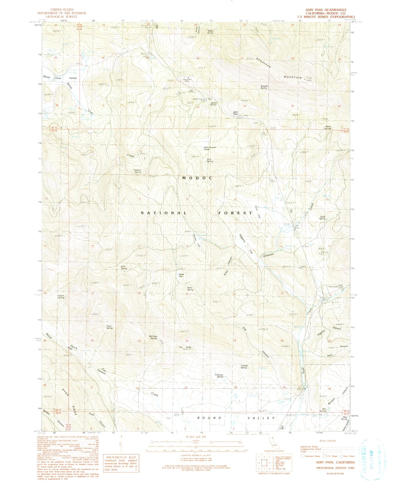 Classic USGS Adin Pass California 7.5'x7.5' Topo Map – MyTopo Map Store