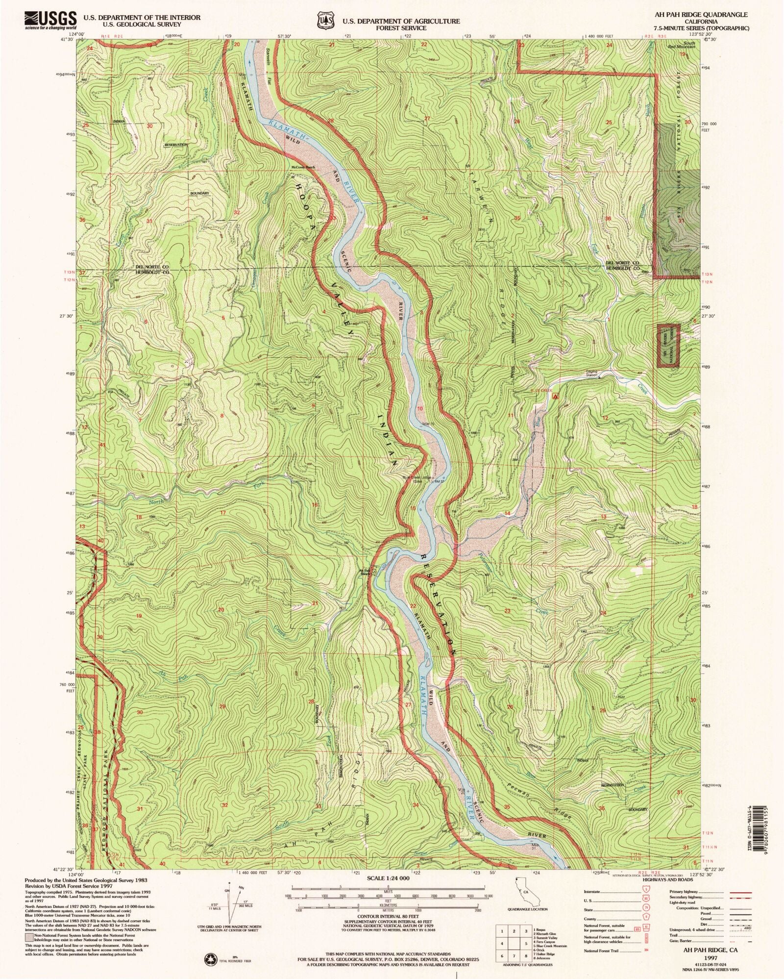 Classic USGS Ah Pah Ridge California 7.5'x7.5' Topo Map – MyTopo Map Store