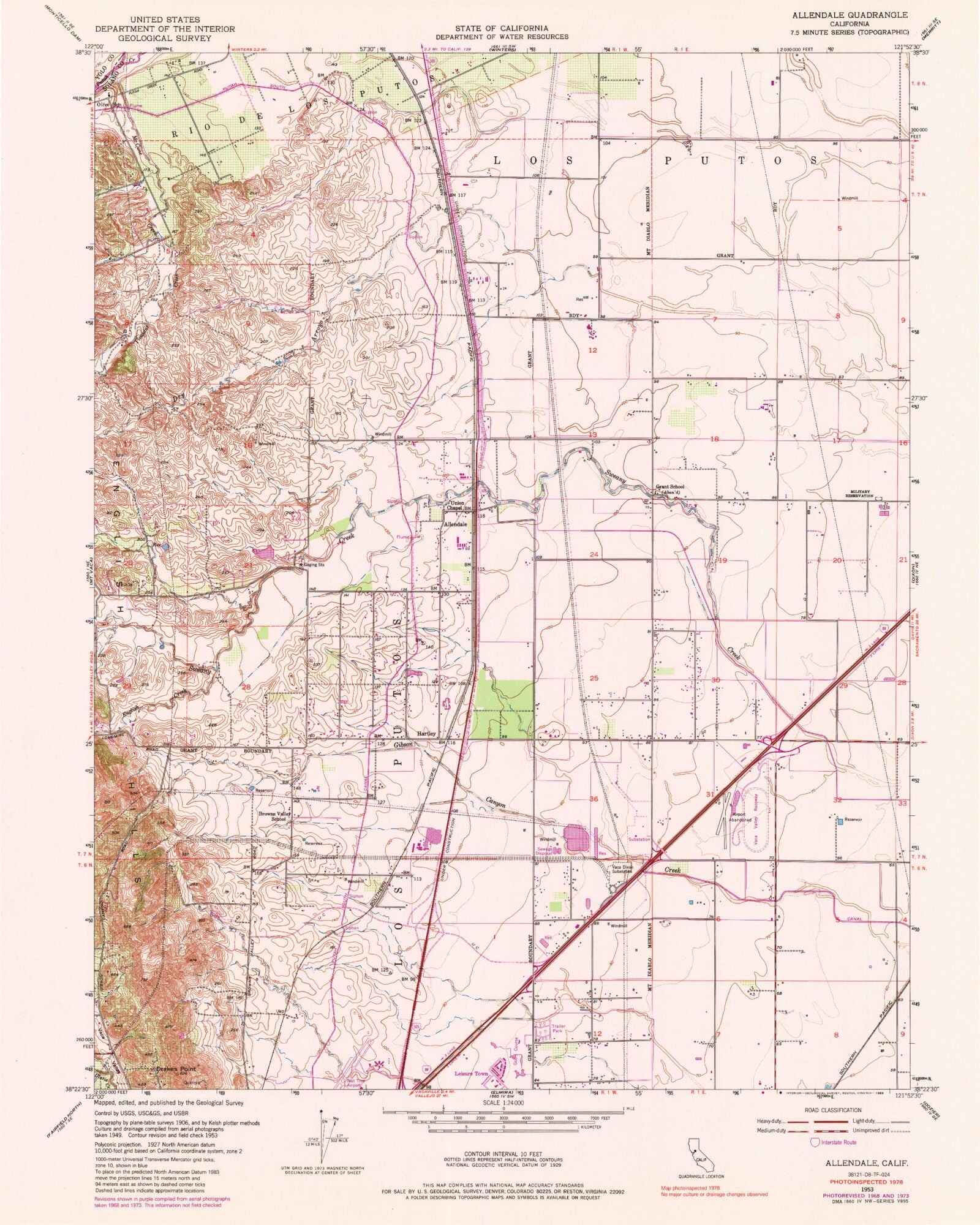 Classic USGS Allendale California 7.5'x7.5' Topo Map – MyTopo Map Store