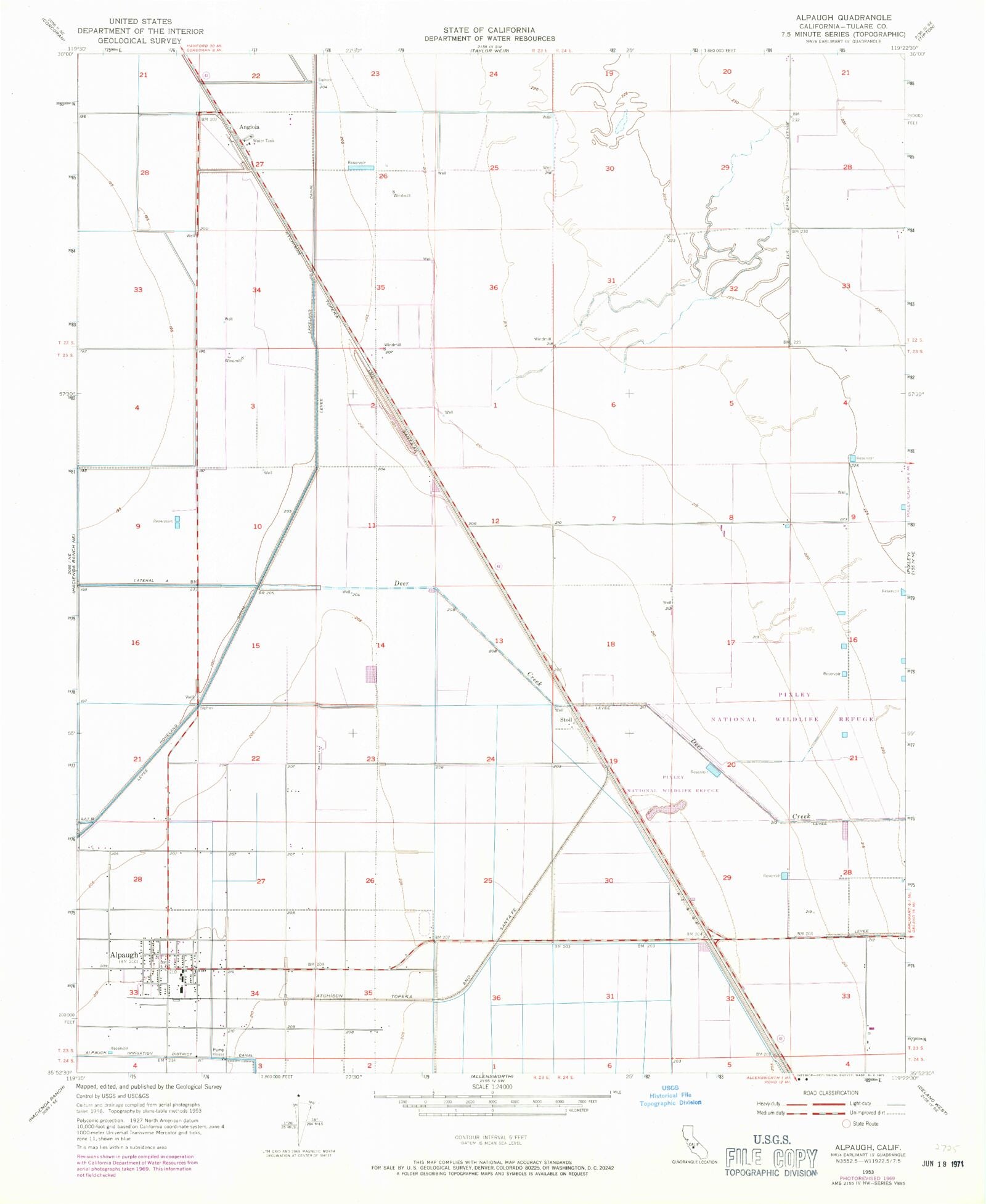 Classic USGS Alpaugh California 7.5'x7.5' Topo Map – MyTopo Map Store