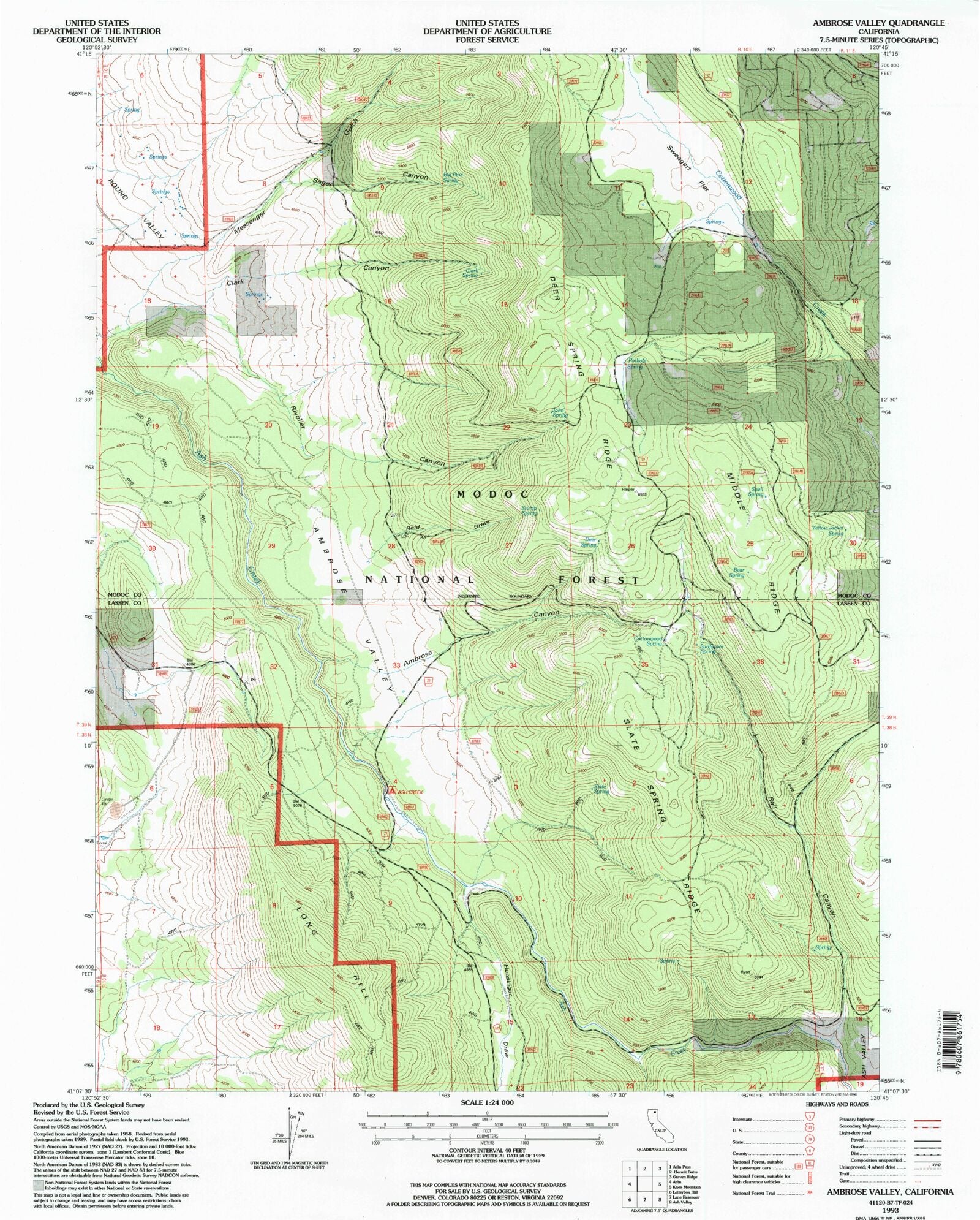Classic USGS Ambrose Valley California 7.5'x7.5' Topo Map – MyTopo Map ...