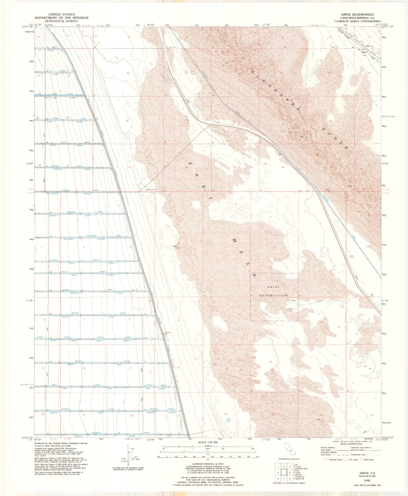 Classic USGS Amos California 7.5'x7.5' Topo Map – MyTopo Map Store