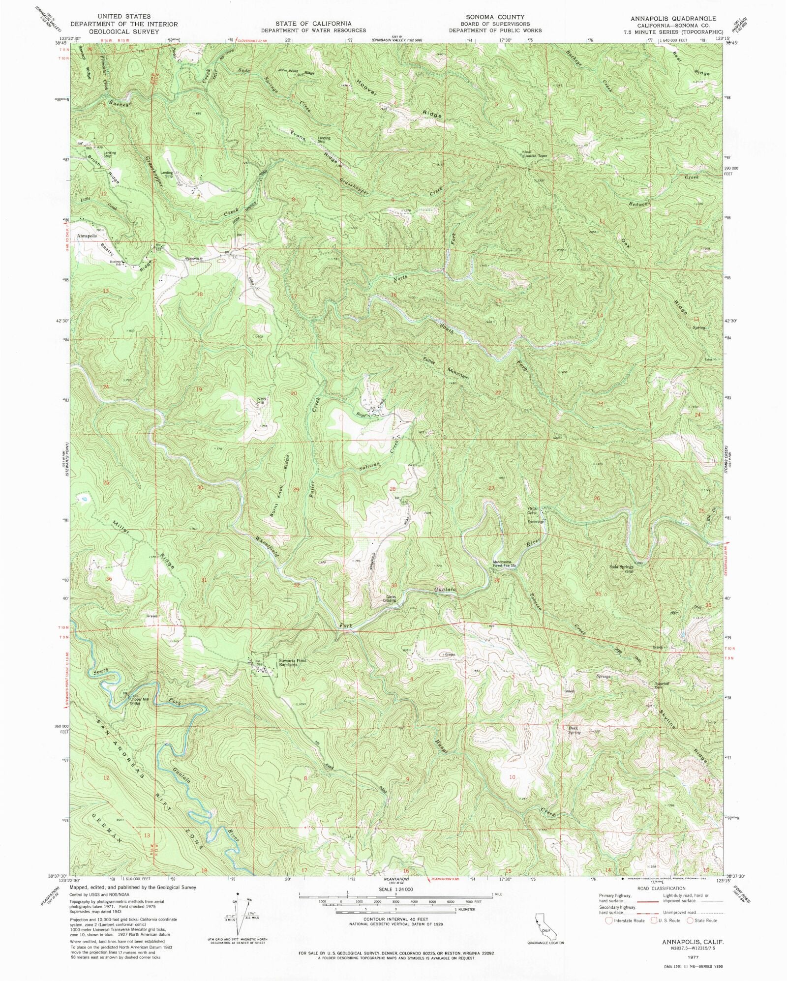 Classic USGS Annapolis California 7.5'x7.5' Topo Map – MyTopo Map Store