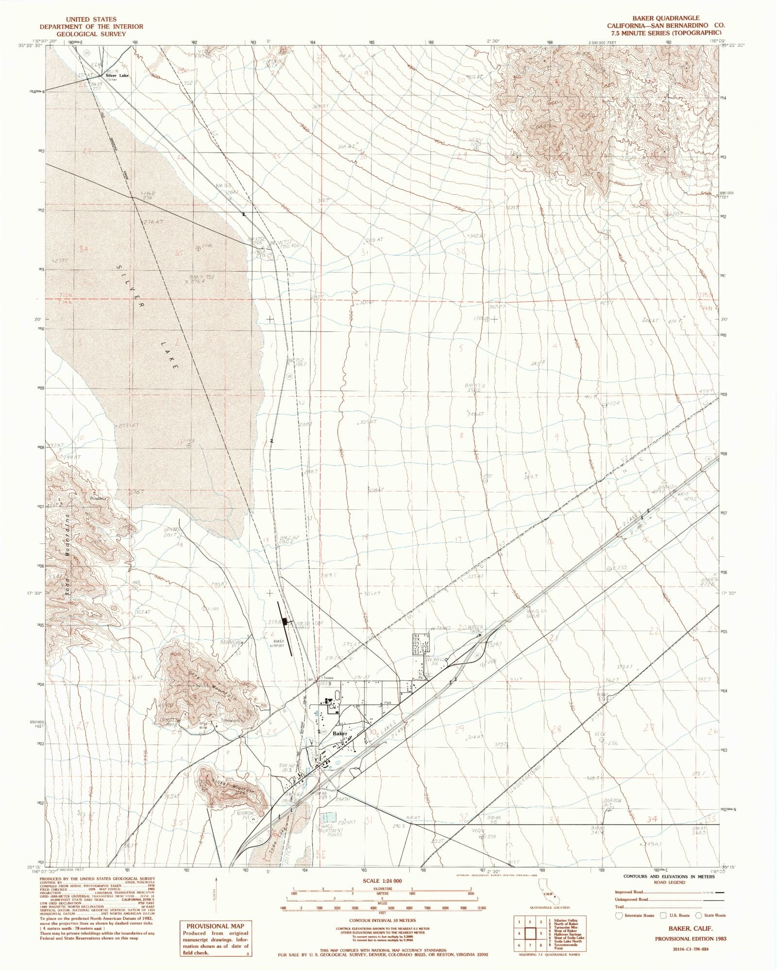 Classic USGS Baker California 7.5'x7.5' Topo Map – MyTopo Map Store