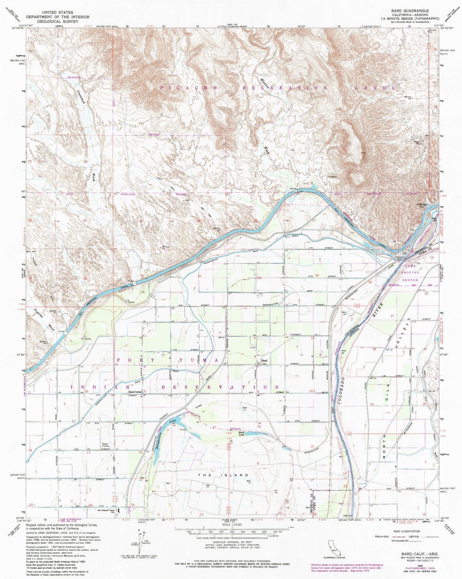 Classic USGS Bard California 7.5'x7.5' Topo Map – MyTopo Map Store