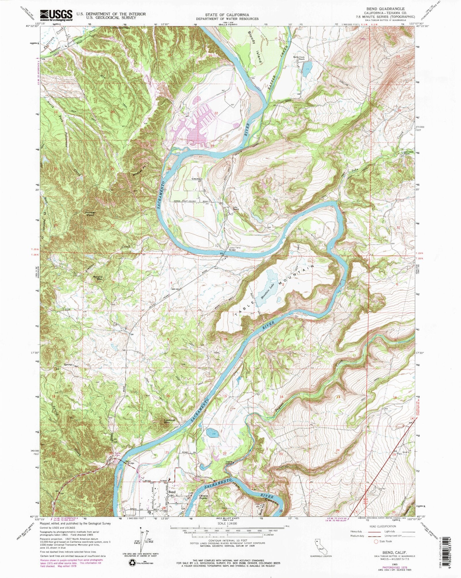 Classic USGS Bend California 7.5'x7.5' Topo Map – MyTopo Map Store