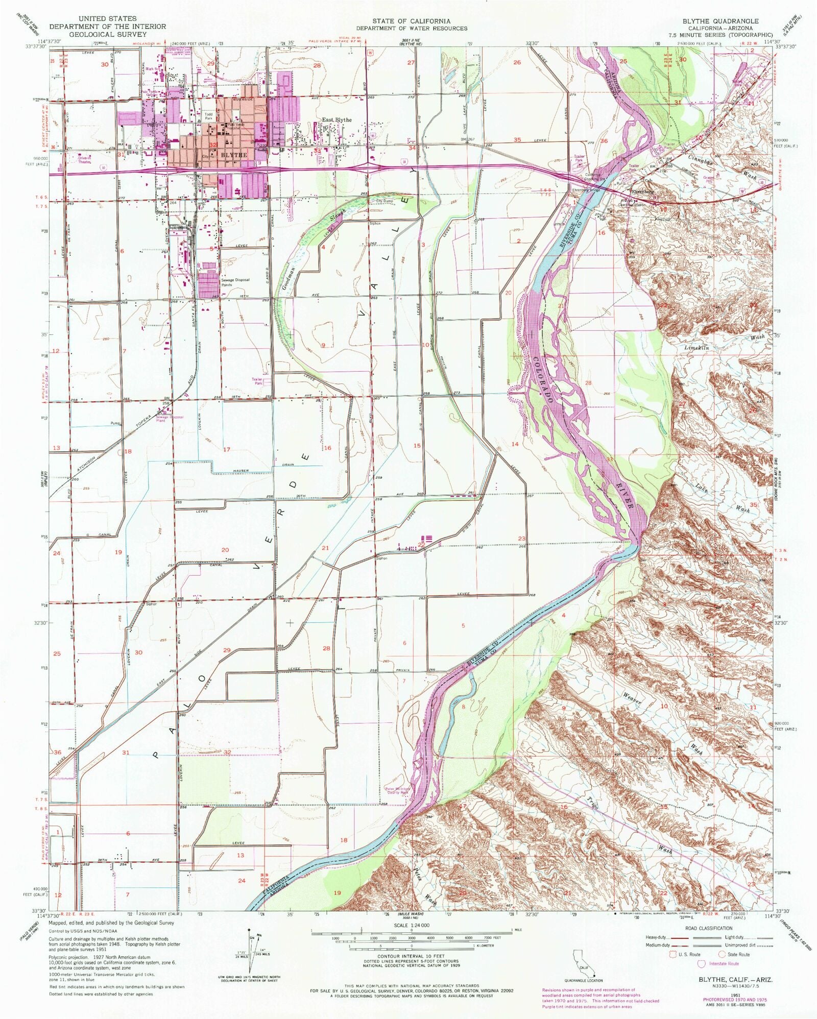 Classic USGS Blythe California 7.5'x7.5' Topo Map – MyTopo Map Store