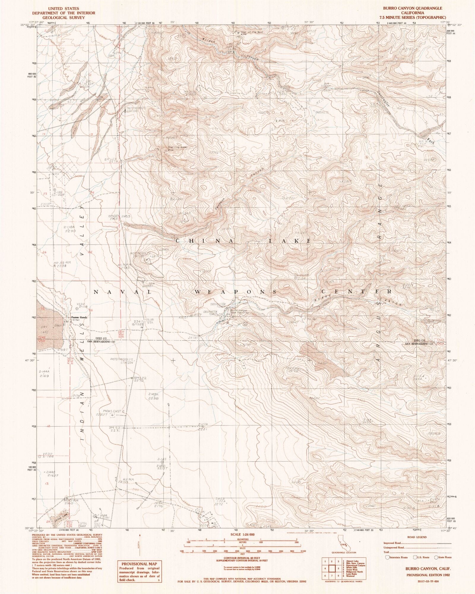 Classic USGS Burro Canyon California 7.5'x7.5' Topo Map – MyTopo Map Store