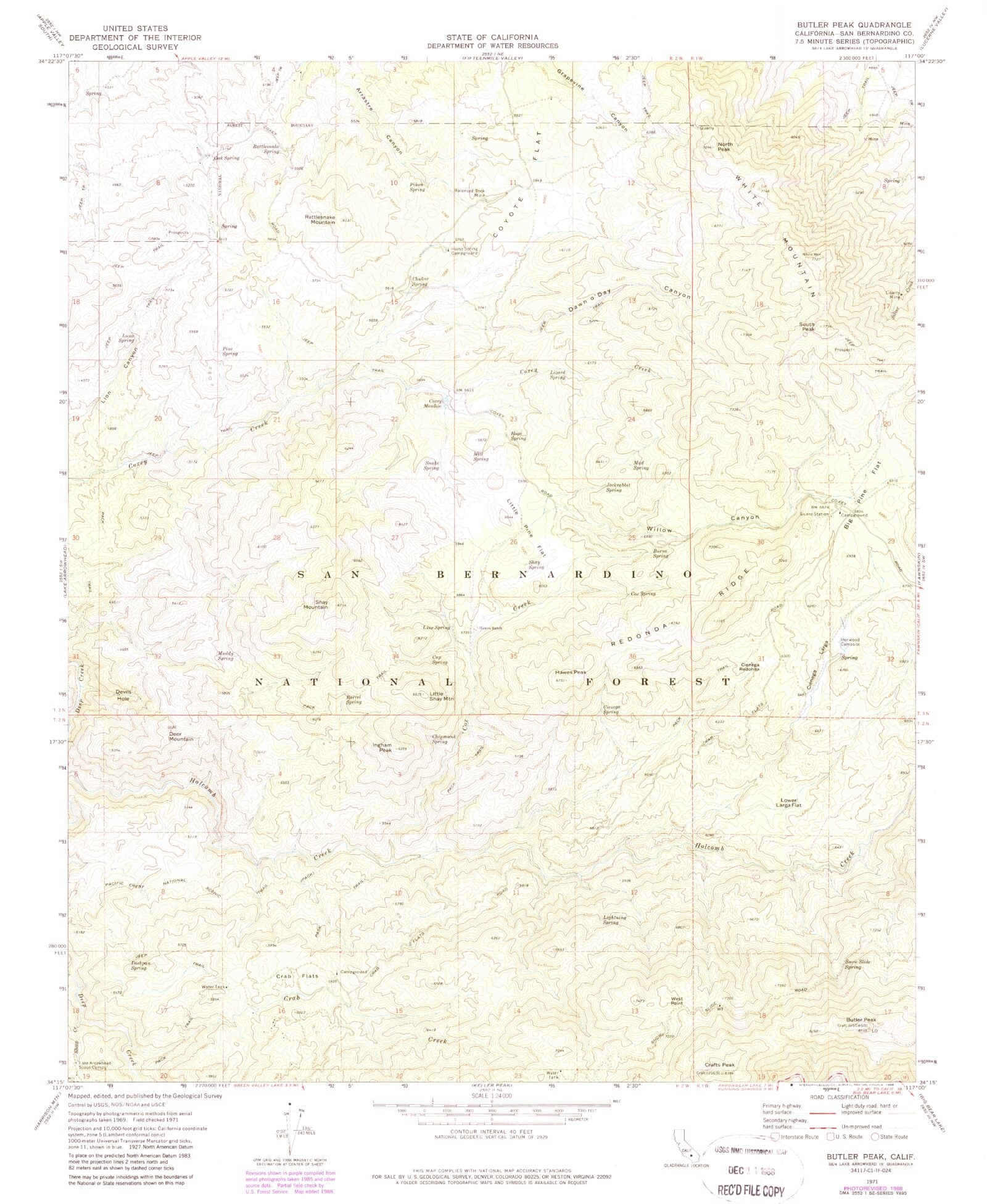 USGS Classic Butler Peak California 7.5'x7.5' Topo Map – MyTopo Map Store