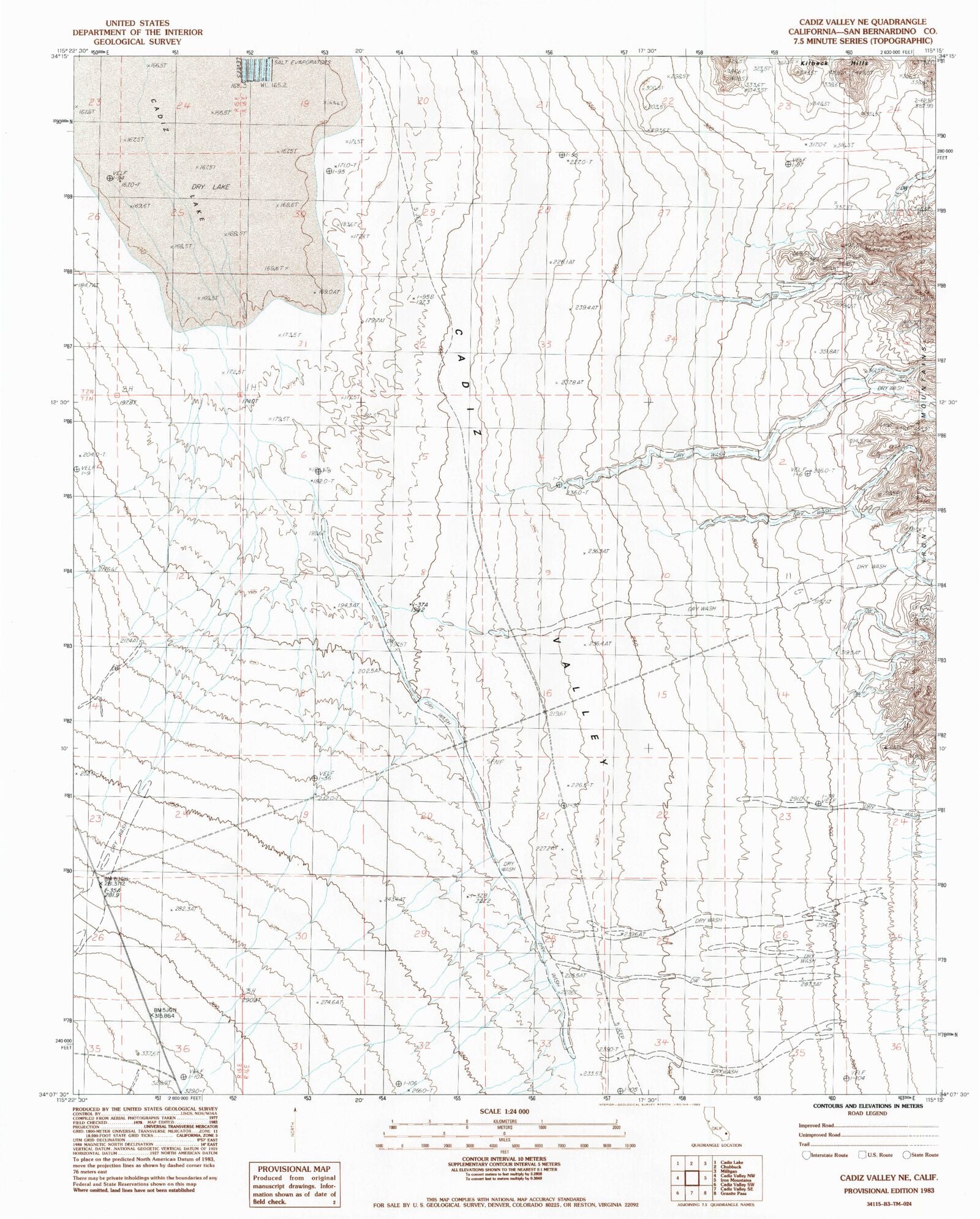Classic USGS Cadiz Valley NE California 7.5'x7.5' Topo Map – MyTopo Map ...