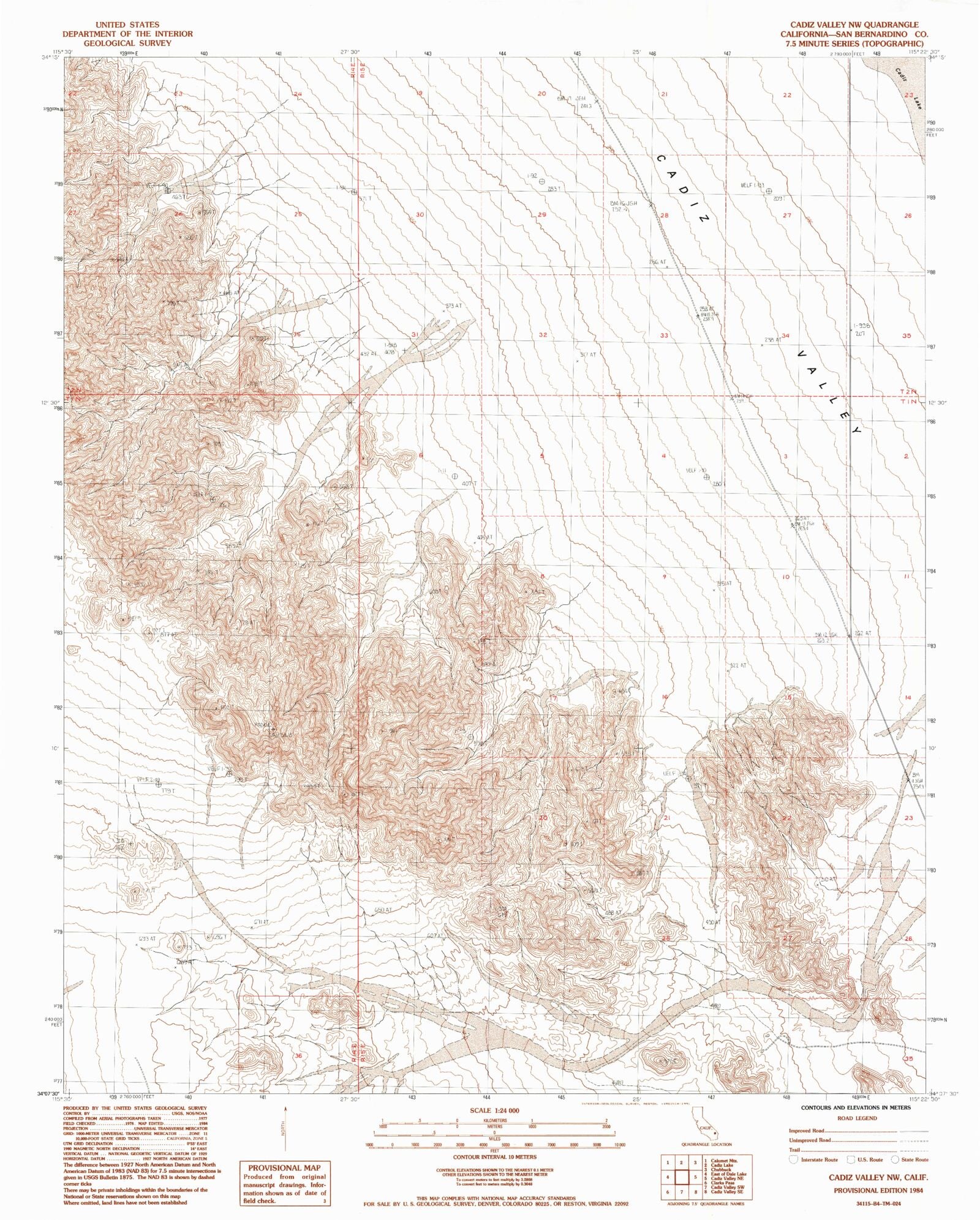 Classic USGS Cadiz Valley NW California 7.5'x7.5' Topo Map – MyTopo Map ...