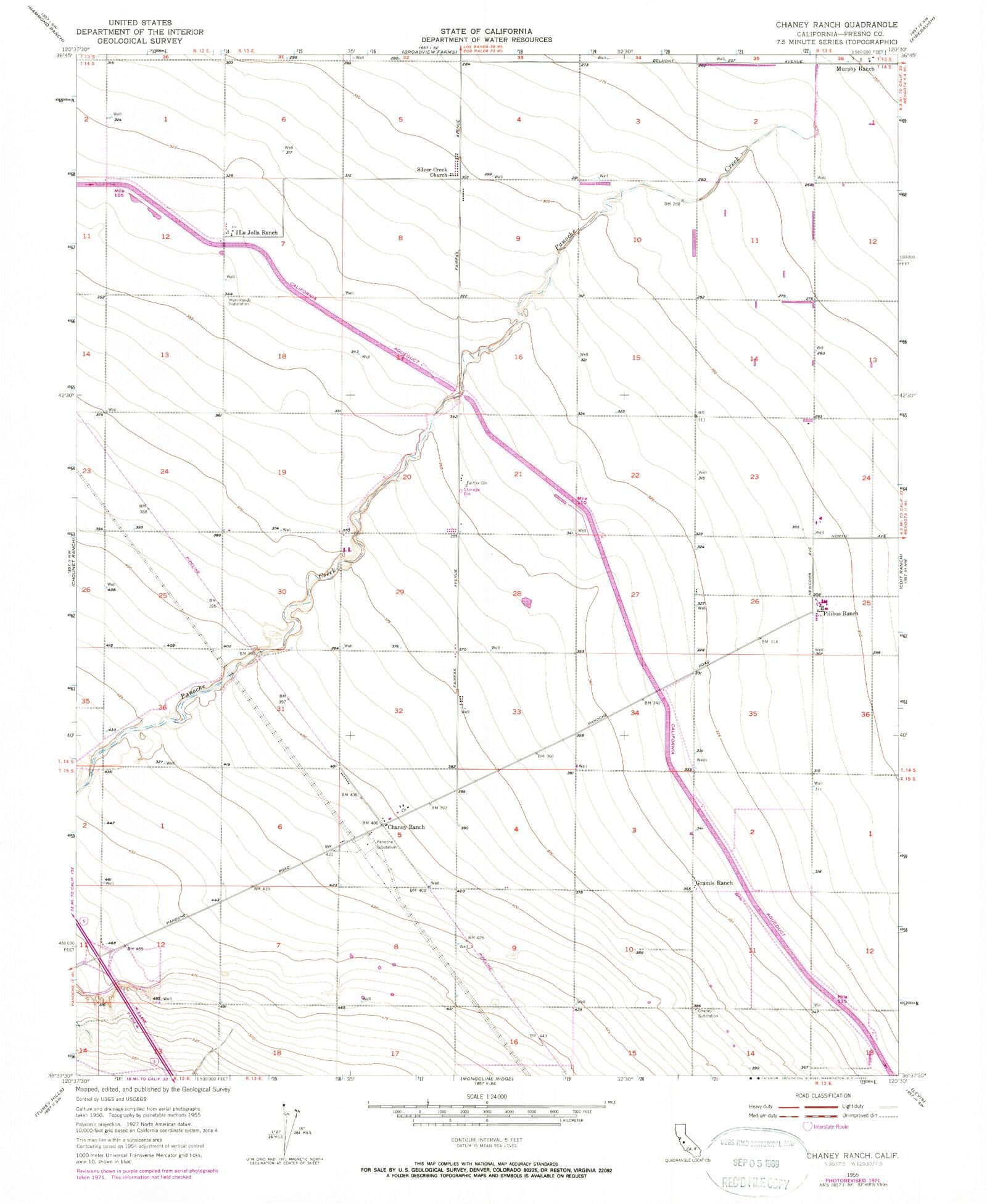 Classic USGS Chaney Ranch California 7.5'x7.5' Topo Map – MyTopo Map Store
