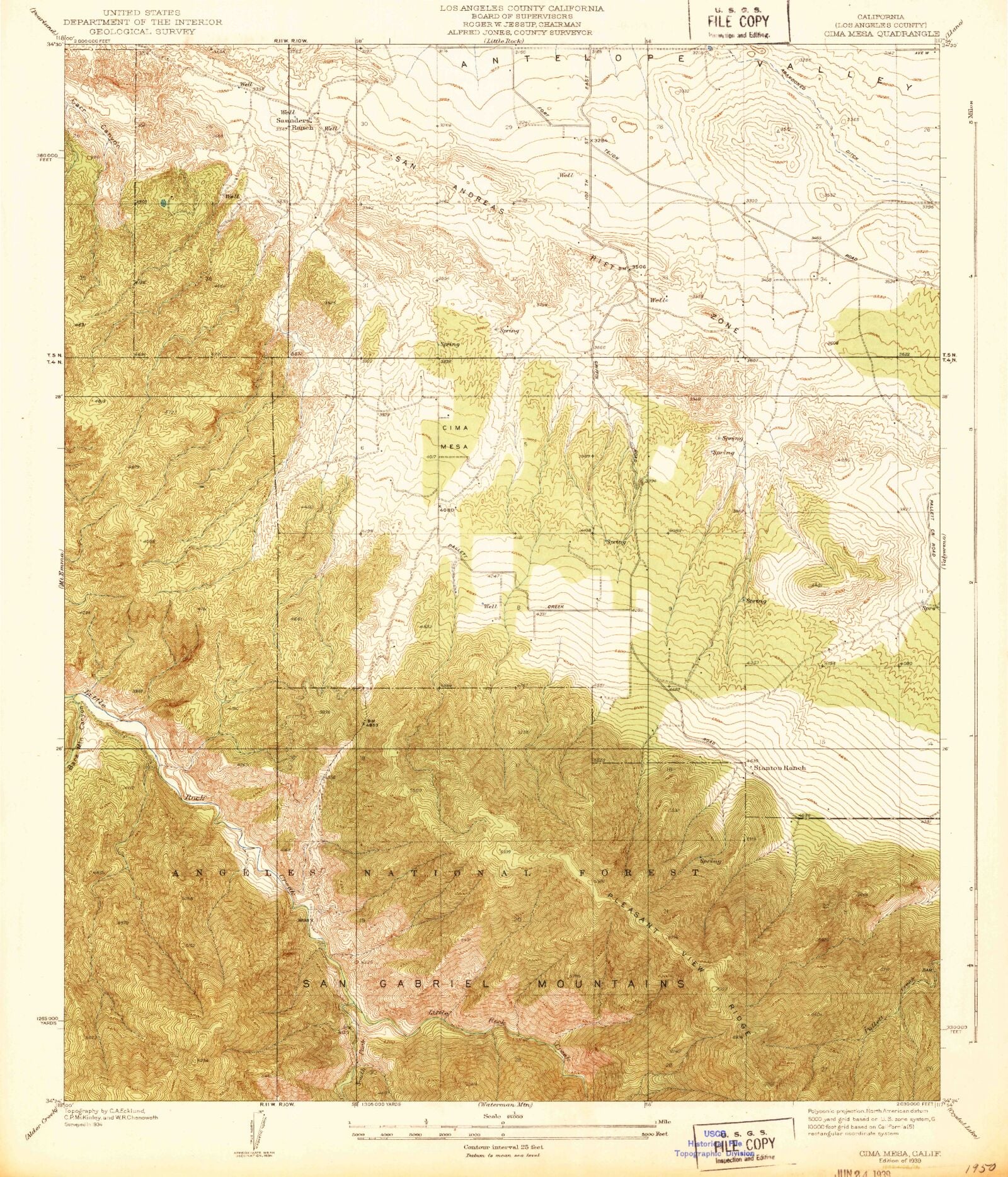 Classic USGS Cima Mesa California 7.5'x7.5' Topo Map – MyTopo Map Store