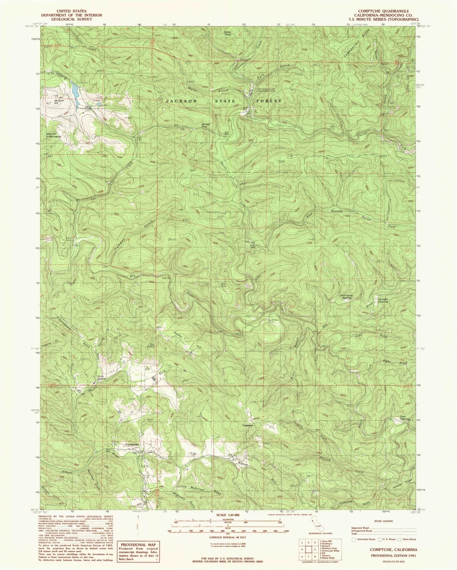 Classic USGS Comptche California 7.5'x7.5' Topo Map – MyTopo Map Store