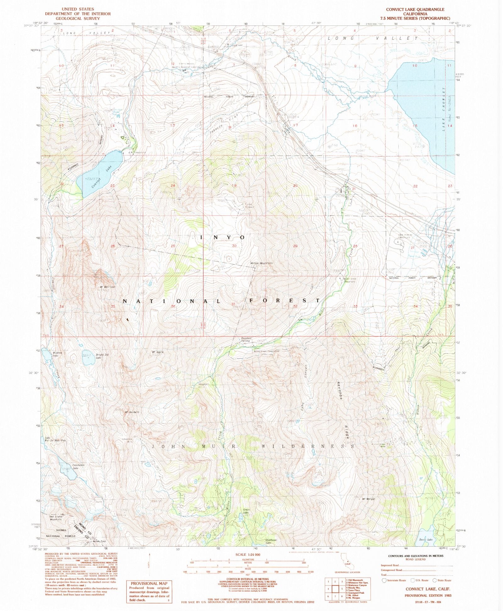 USGS Classic Convict Lake California 7.5'x7.5' Topo Map – MyTopo Map Store
