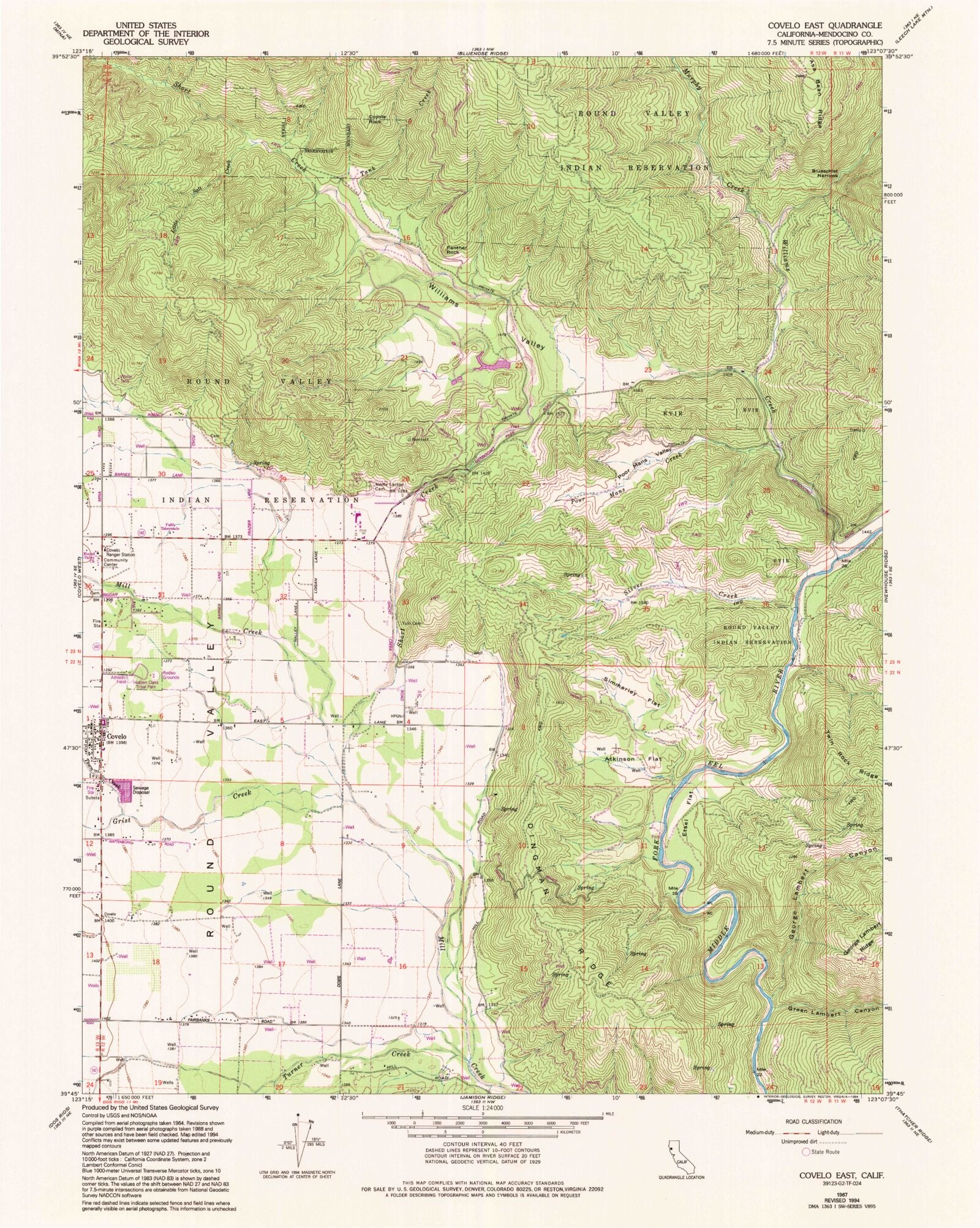 Classic USGS Covelo East California 7.5'x7.5' Topo Map – MyTopo Map Store